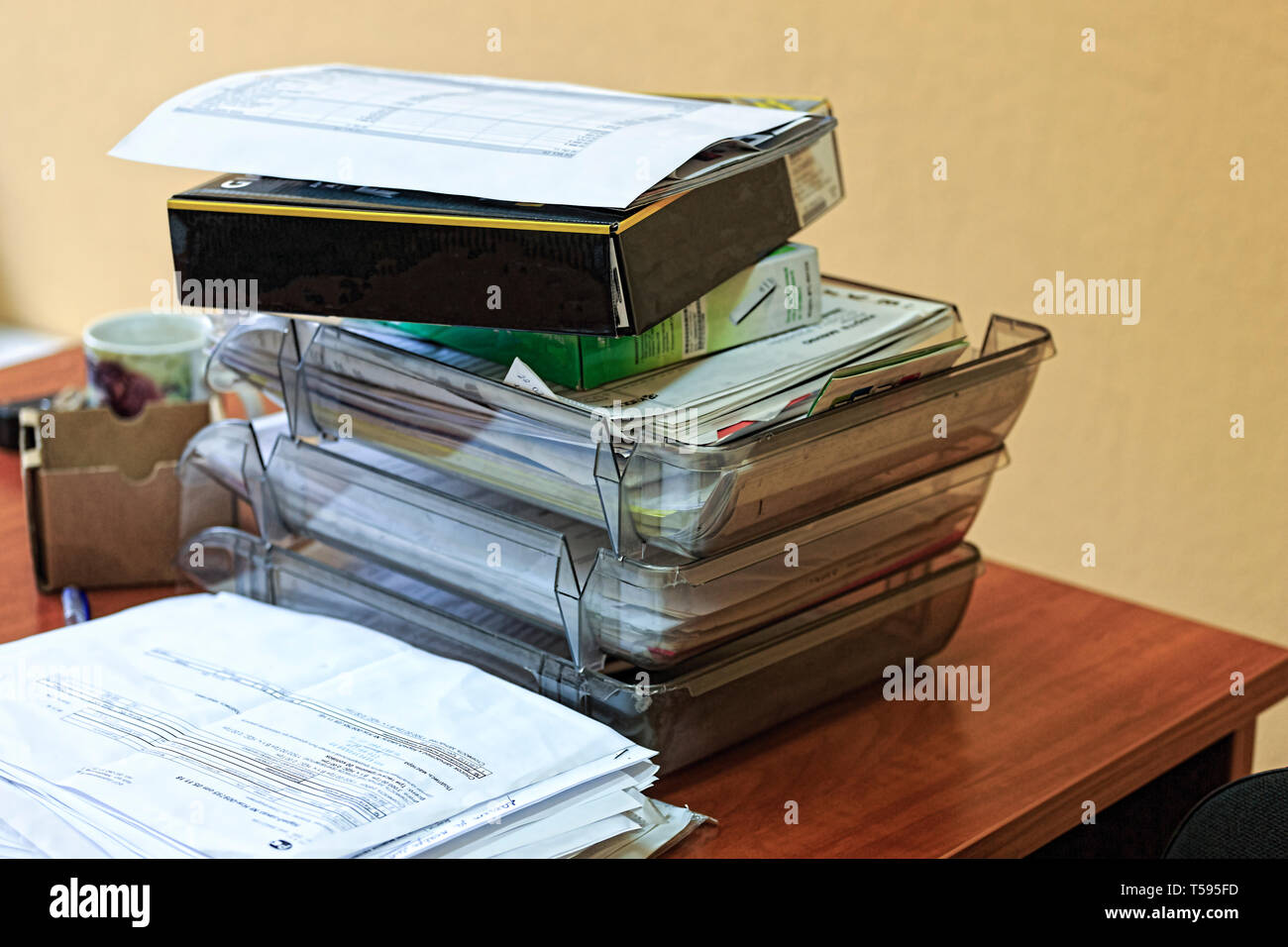 Concept: office routine work. A stack of office documents Stock Photo ...