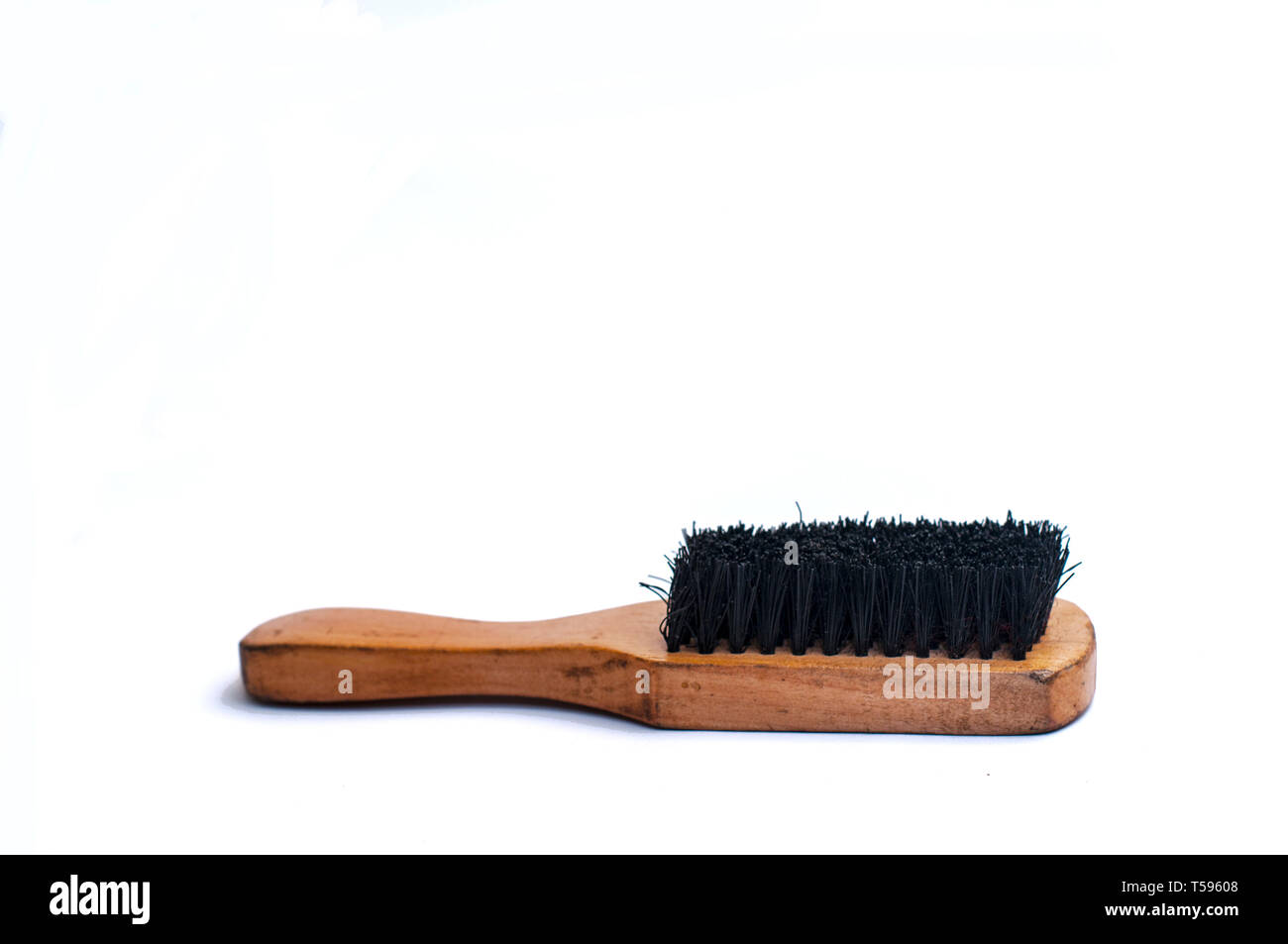 Isolated Wooden Hair brush on white background side view Stock Photo ...