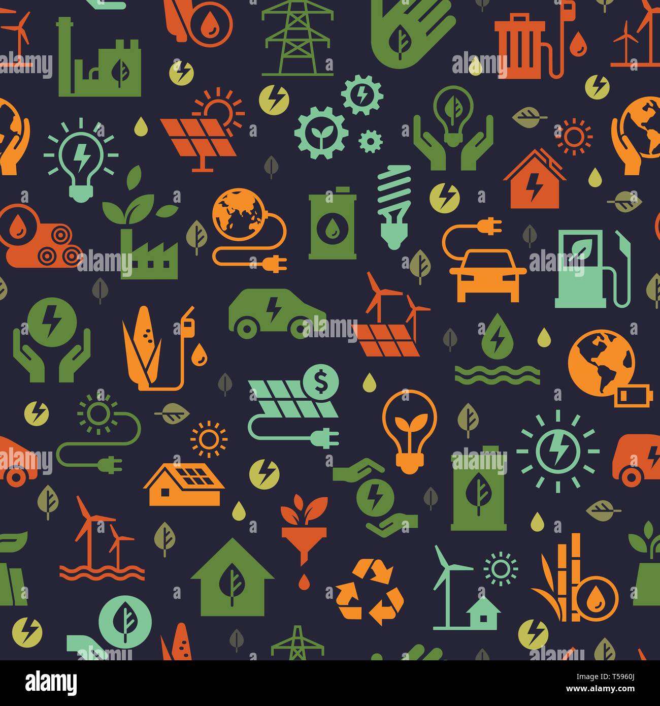 Vector design with seamless ecology pattern and green energy concept in ...