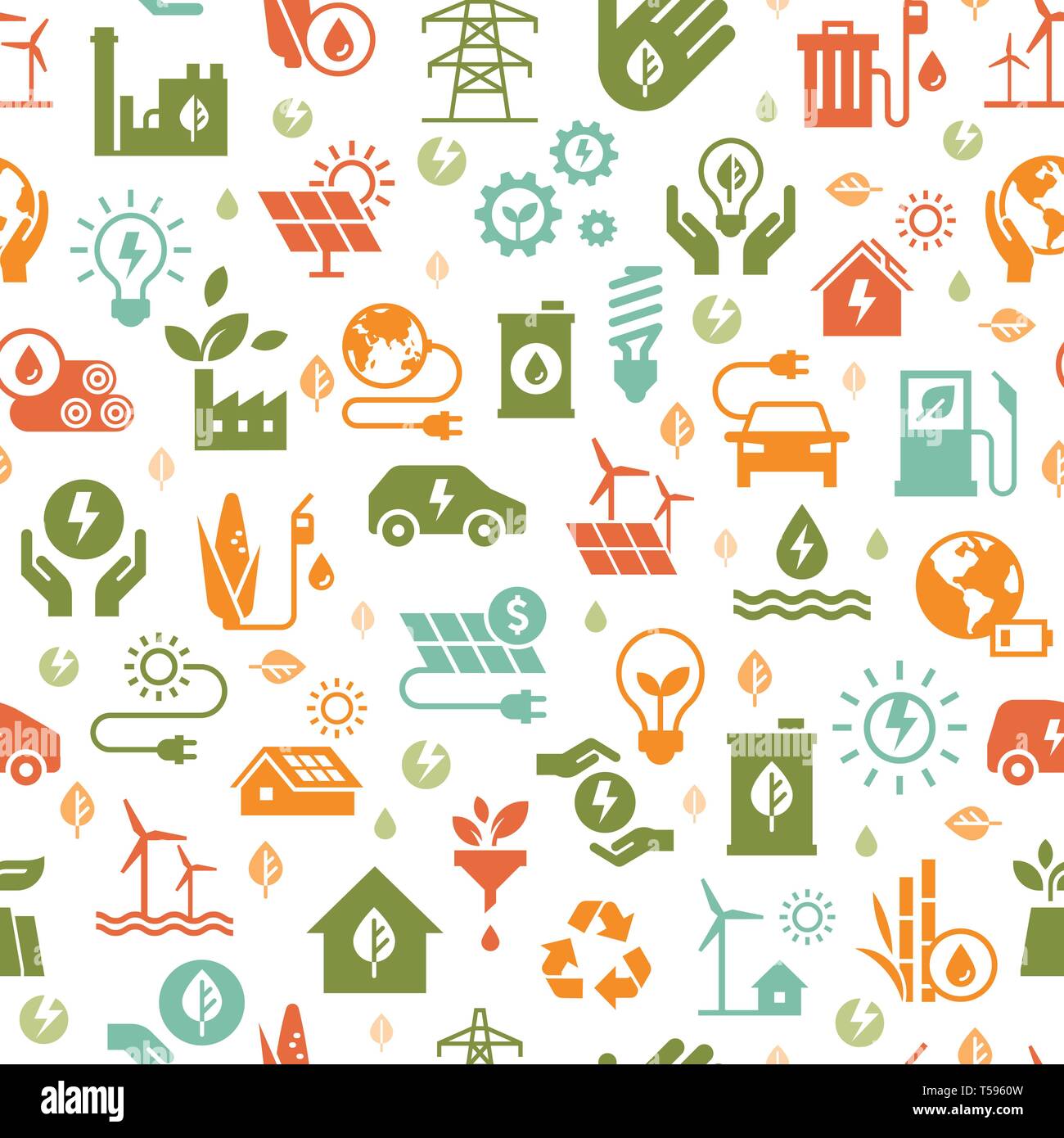 Vector design with seamless ecology pattern and green energy concept in ...