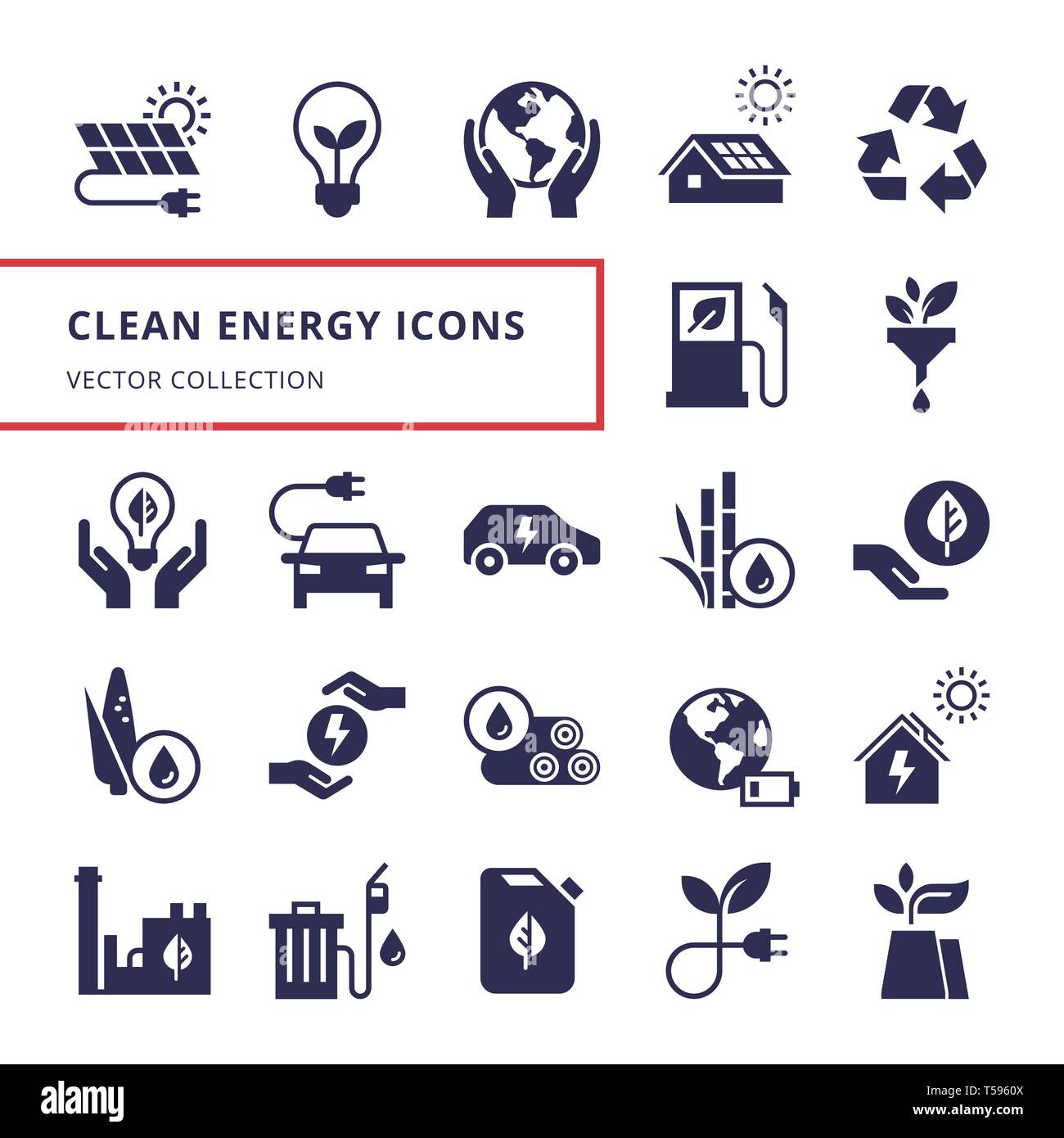 Green energy icon set in flat style Stock Vector Image & Art - Alamy