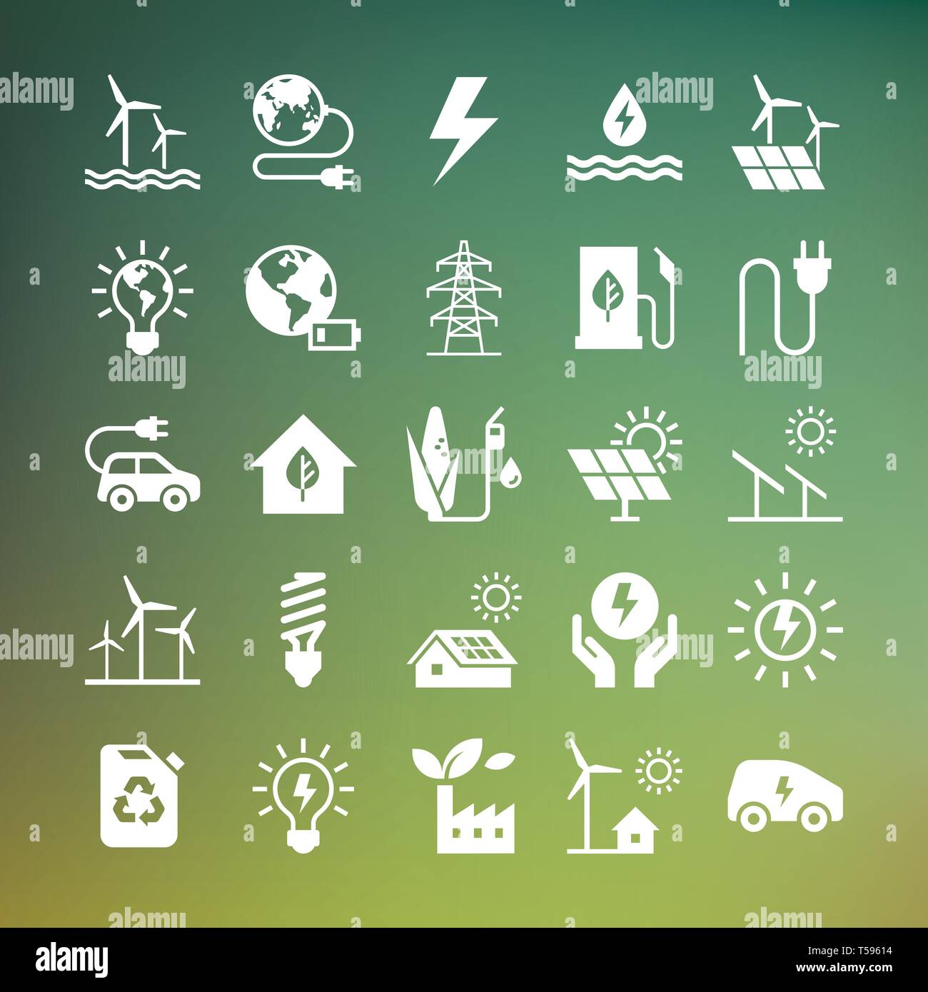 Set of eco vector icons in flat style isolated on dark background Stock ...
