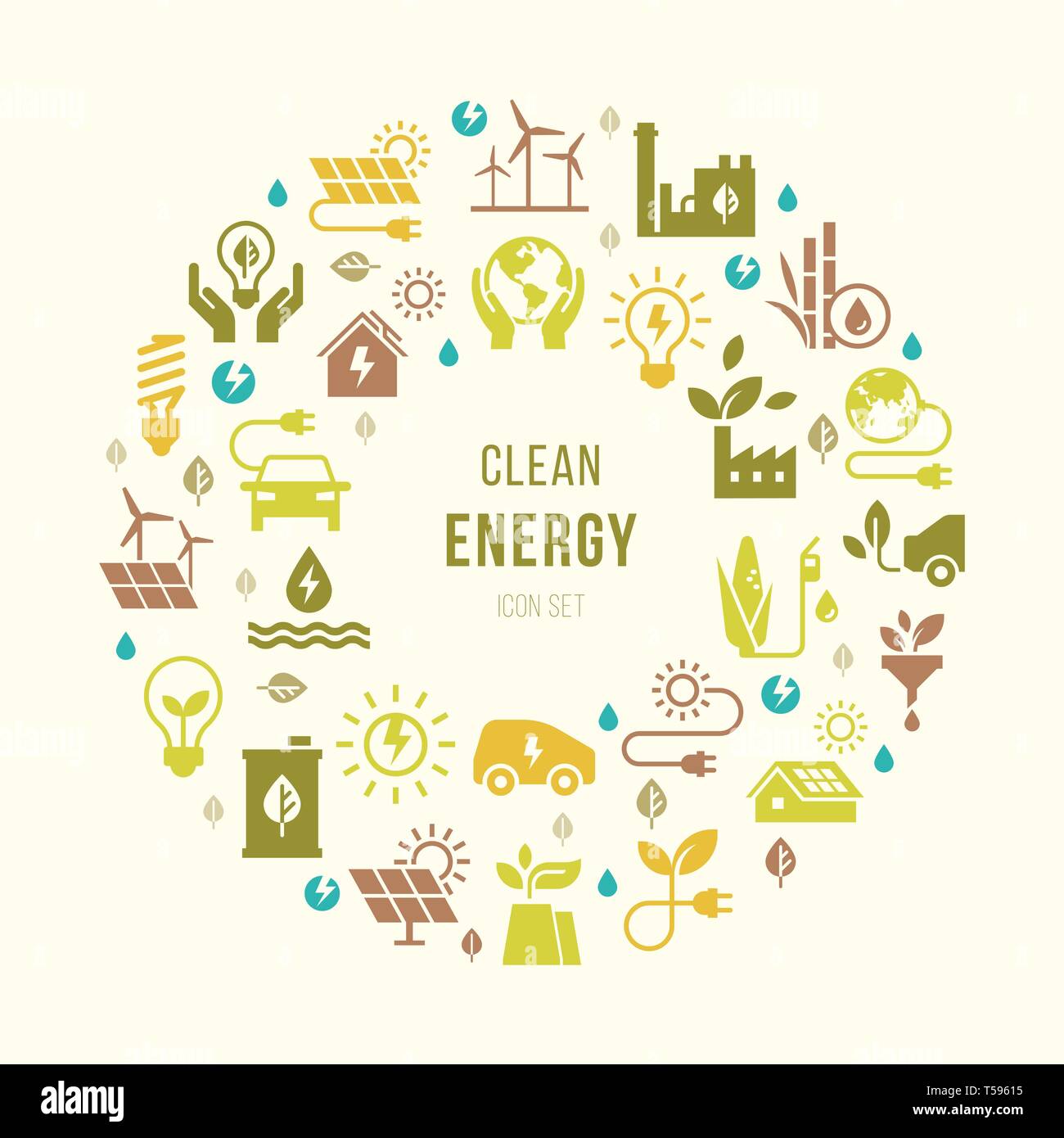 Vector round creative alternative energy sources sign Stock Vector ...