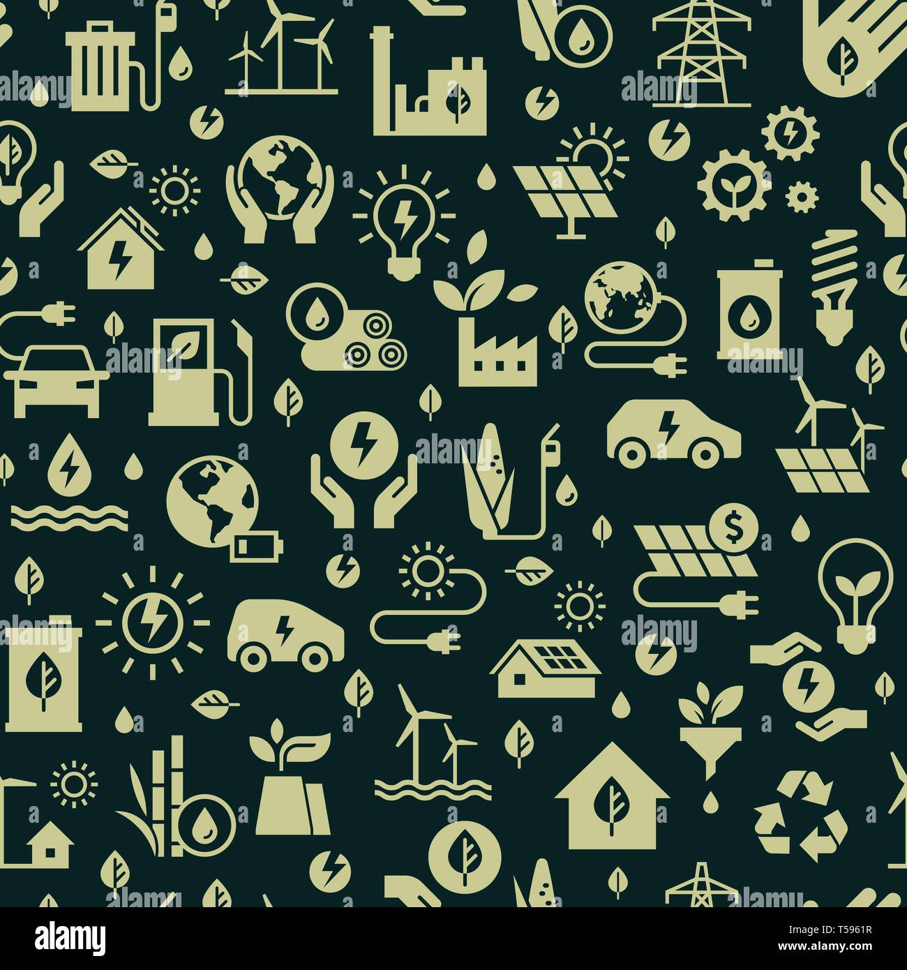 Vector design with seamless ecology pattern and green energy concept in ...