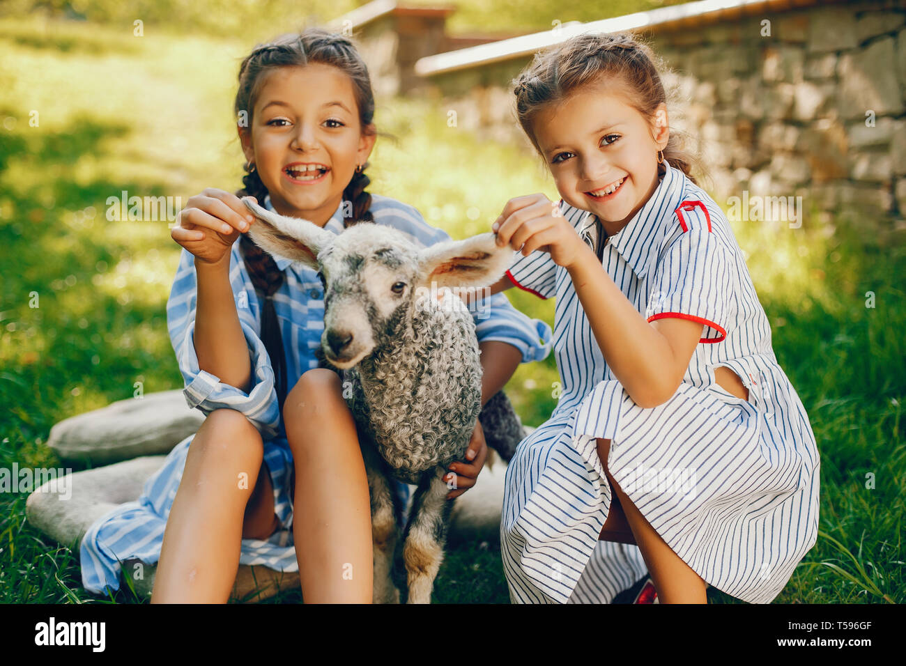 beautiful girl with goat Stock Photo - Alamy