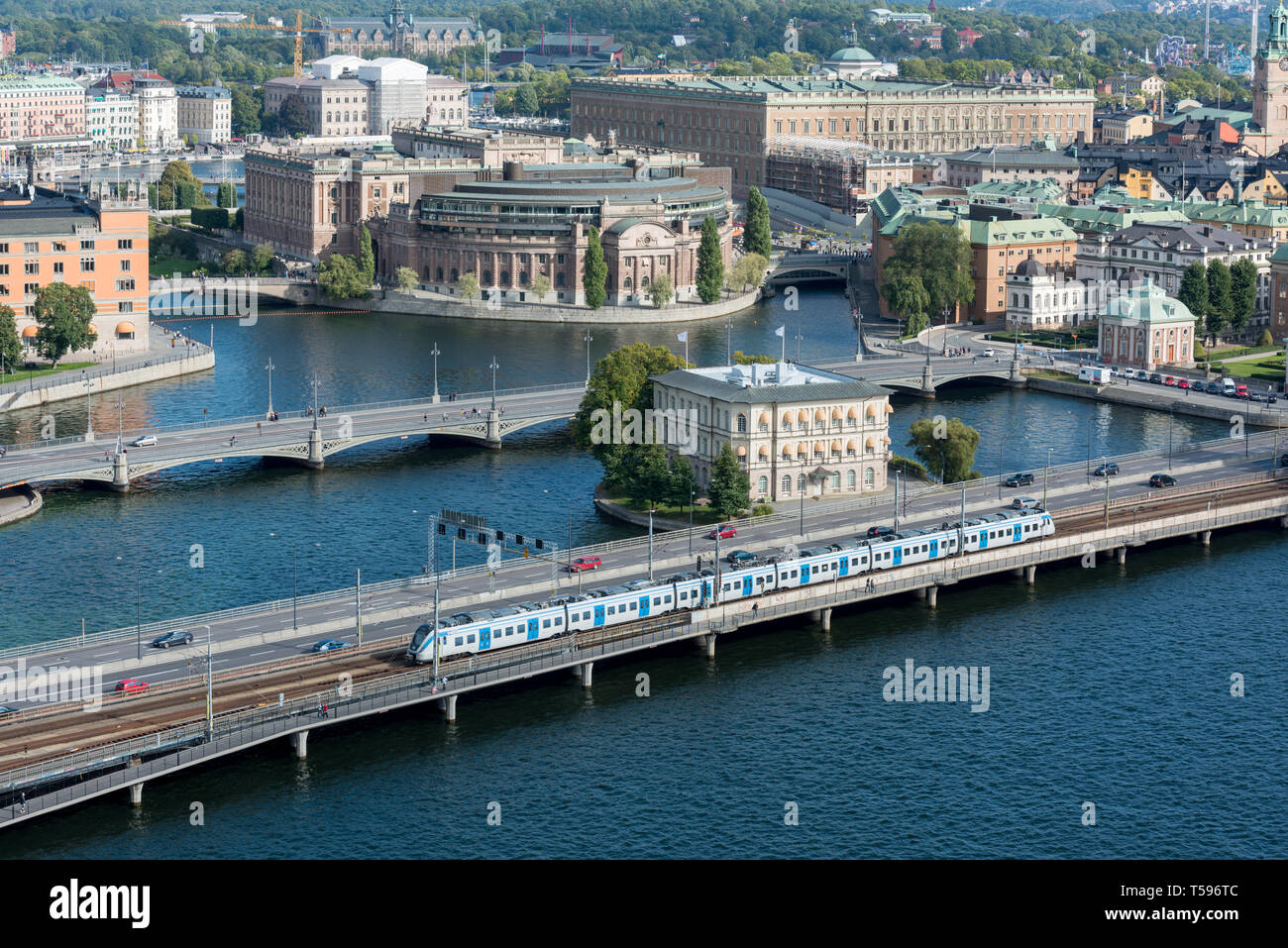 An SJ SL X60 Alstom Coradia commuter train crossing Centralbron in ...