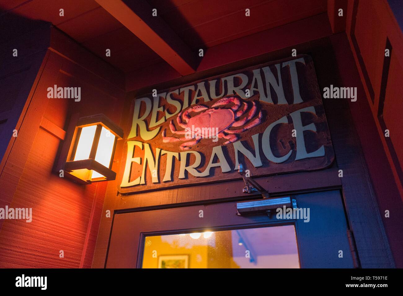 Sign reading Restaurant Entrance at Duarte's Tavern, a classic ...