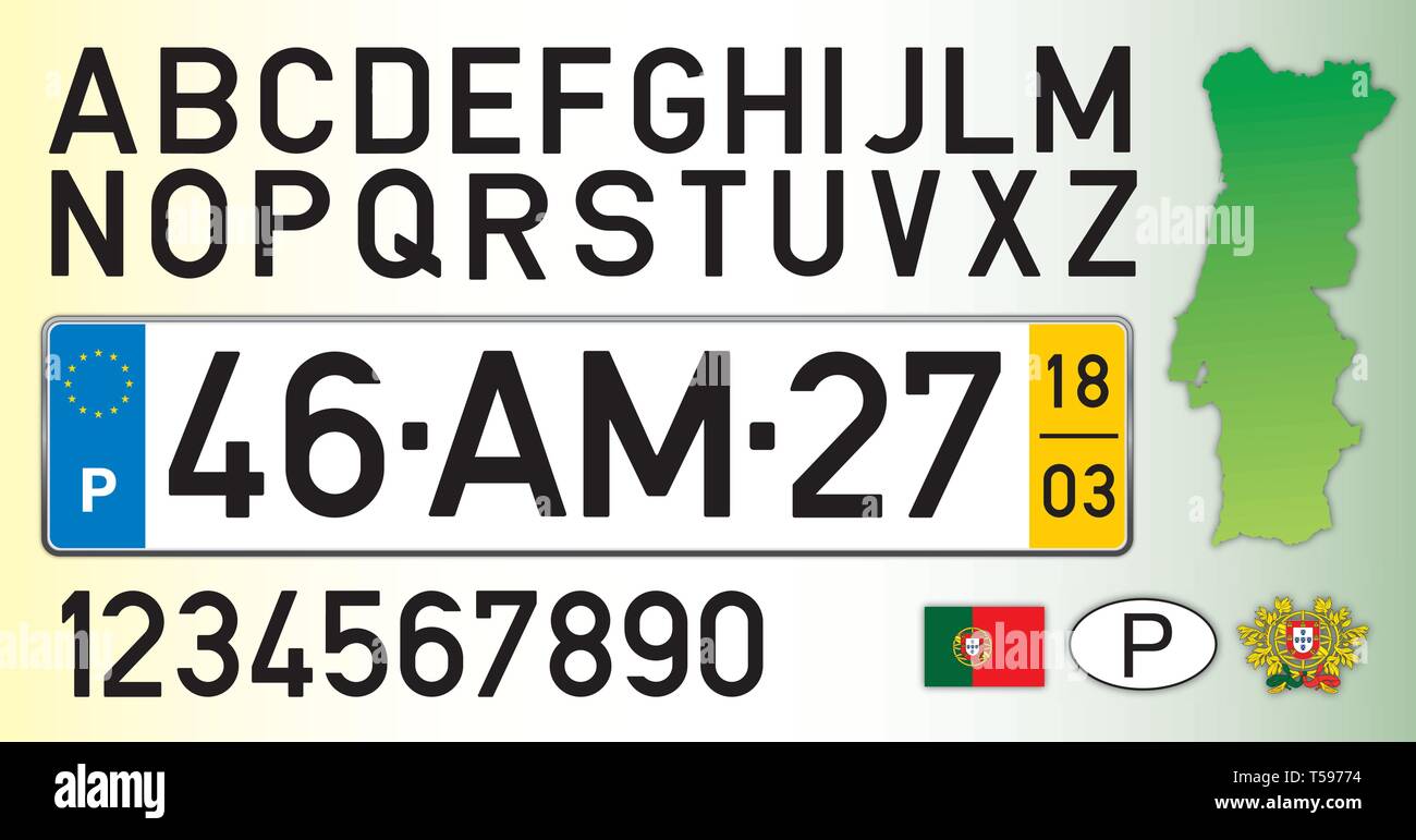 Portuguese car number plate Stock Vector Images - Alamy