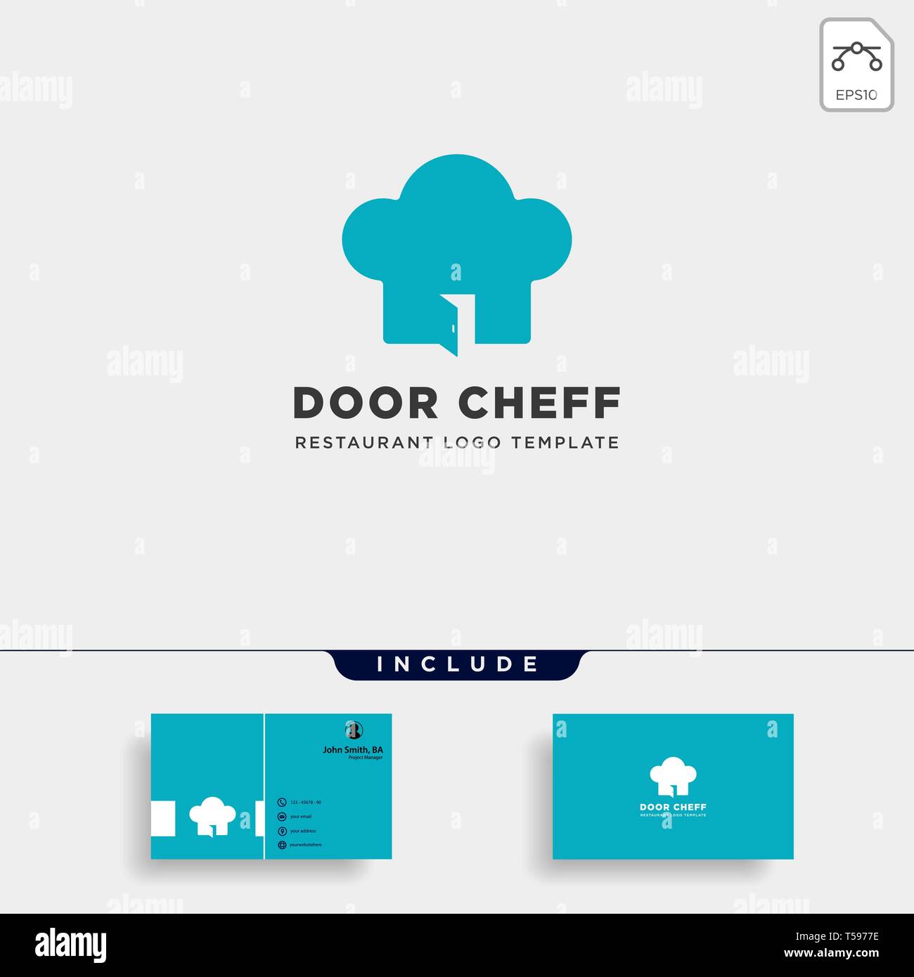 chef door restarant food store simple flat logo design vector ...