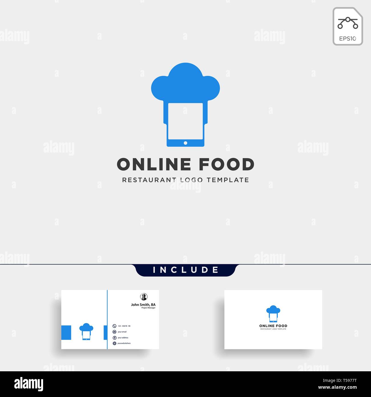 mobile phone chef restaurant technology simple flat logo design vector ...