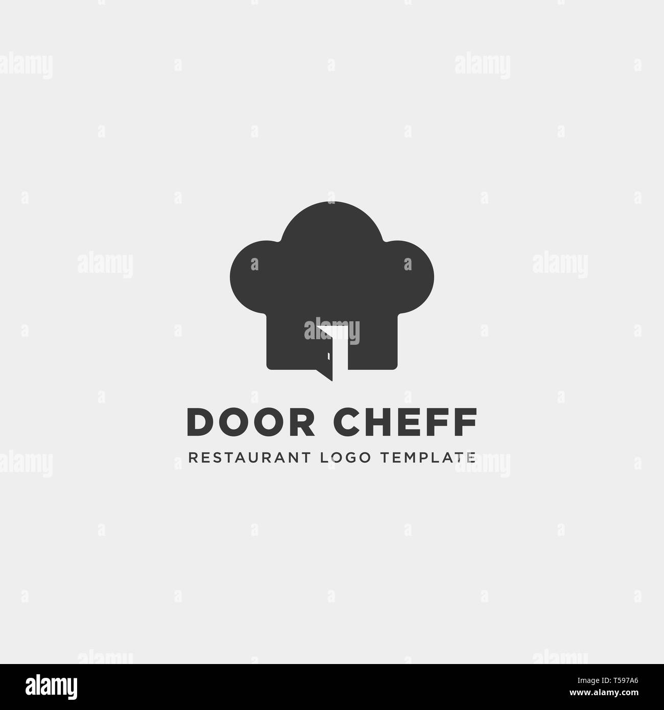 chef door restarant food store simple flat logo design vector ...
