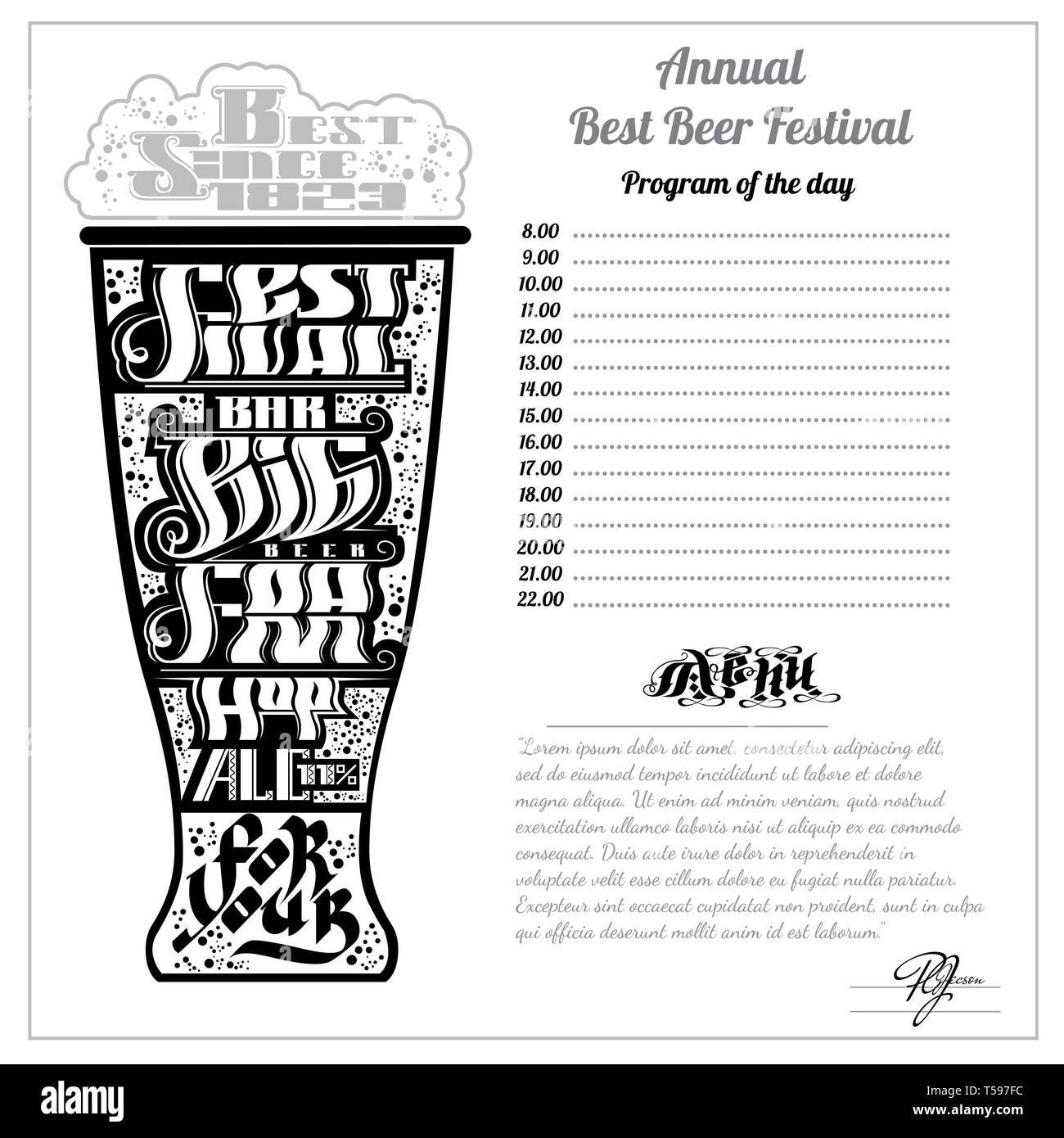 Beer menu background with price and program of the day Stock Vector ...