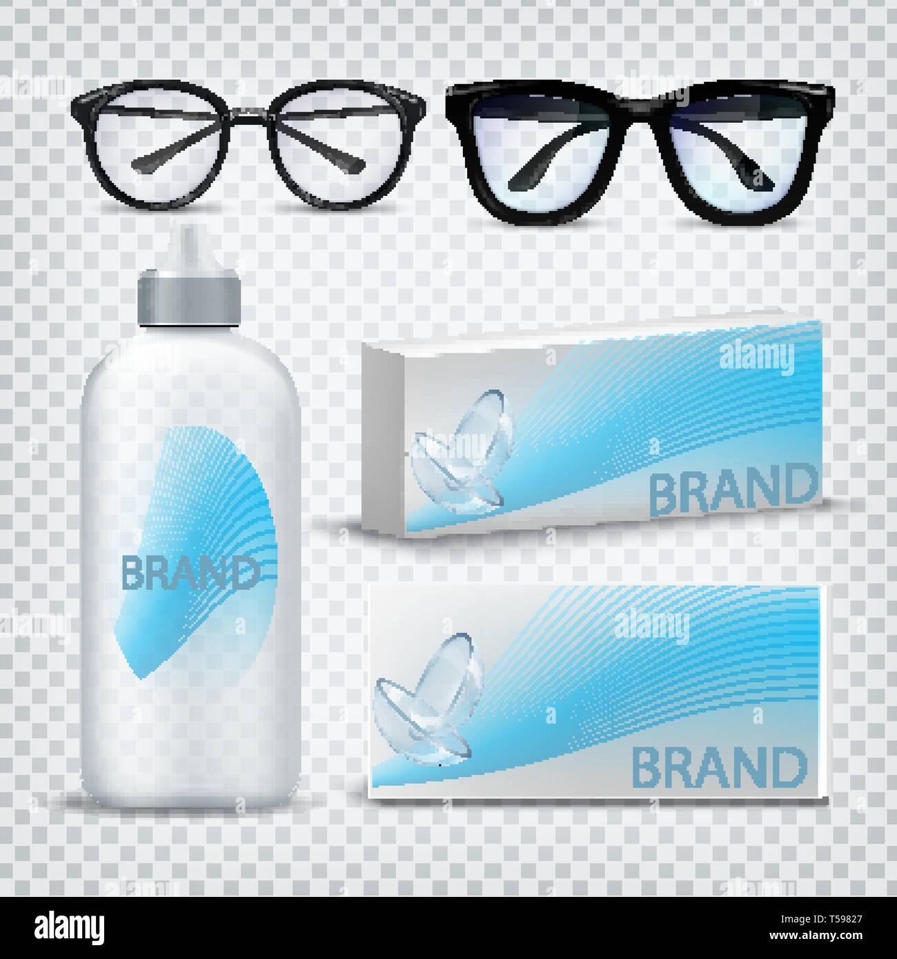 Optical Glasses And Contact Lenses Set Vector Stock Vector Image & Art ...