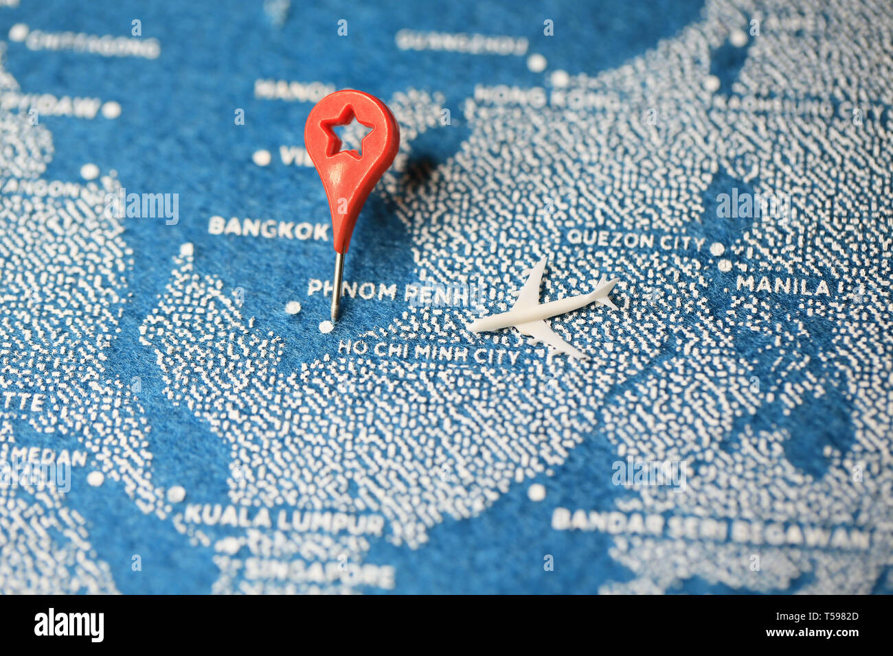 plane on map for travel plan Stock Photo - Alamy