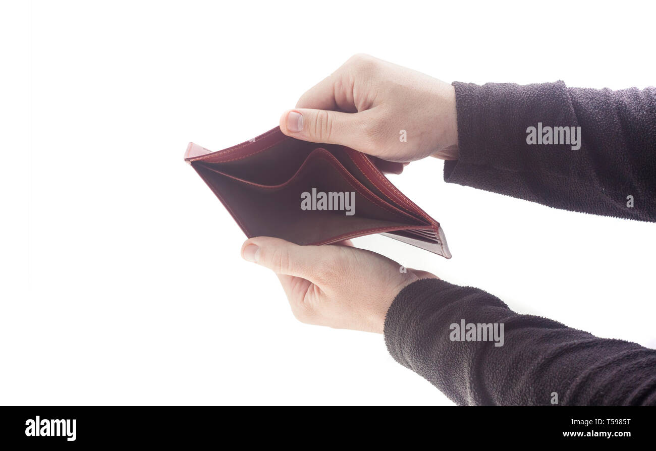 hands holding empty wallet concept of poor Stock Photo - Alamy