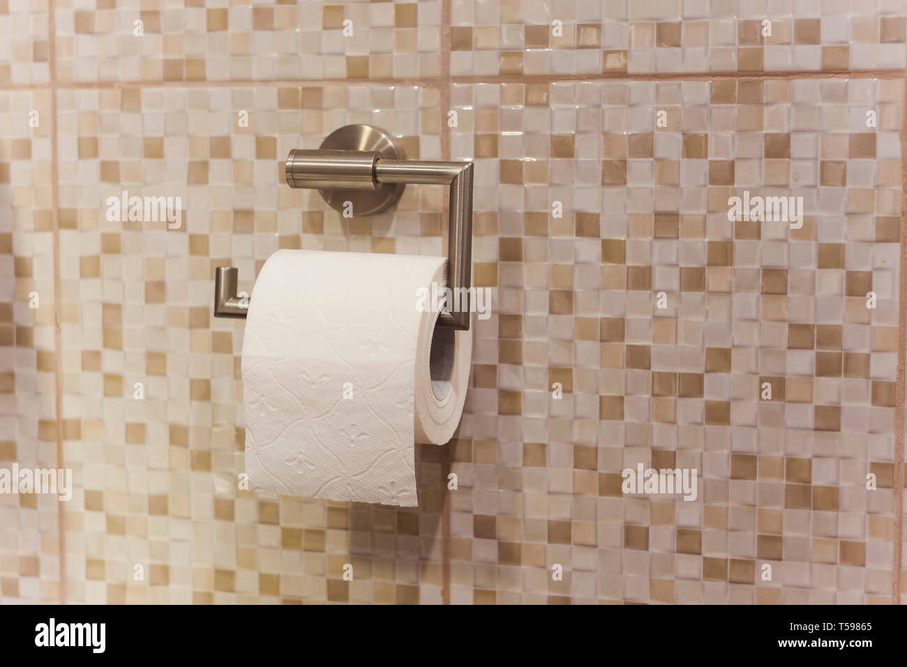 toilet paper on the wall Stock Photo - Alamy