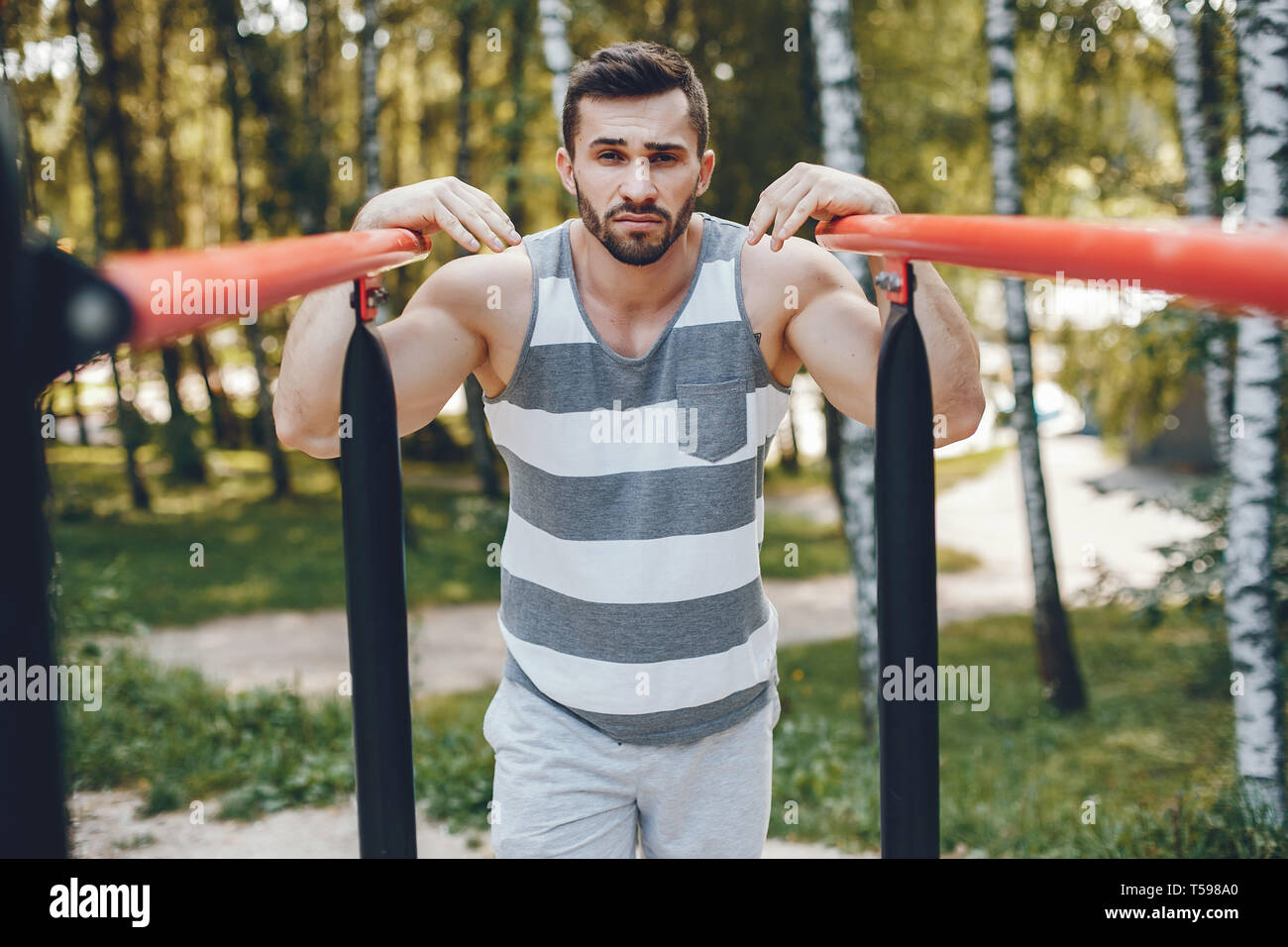 Attractive male athlete morning exercise hi-res stock photography and ...