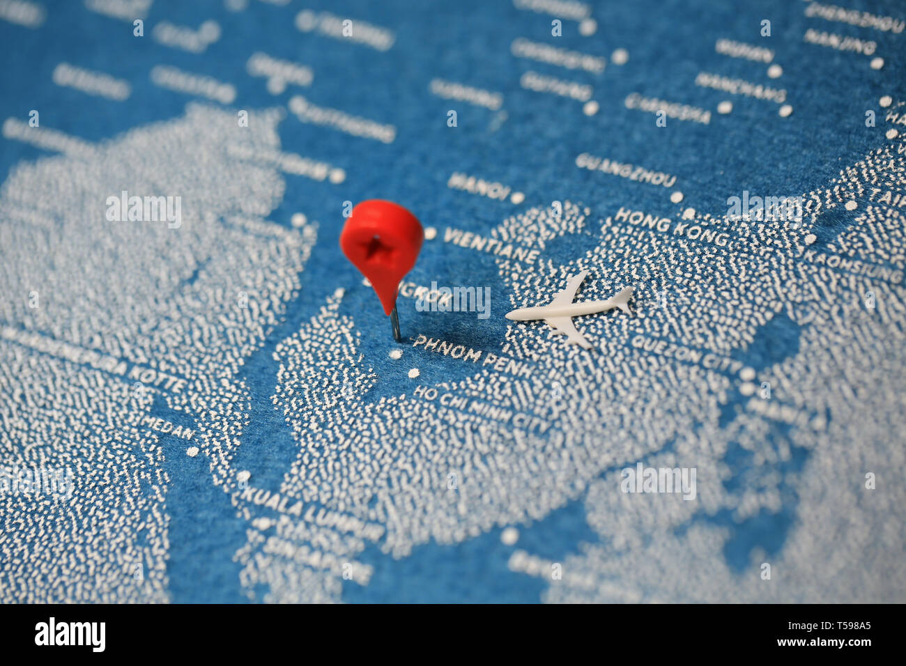 plane on map for travel plan Stock Photo - Alamy