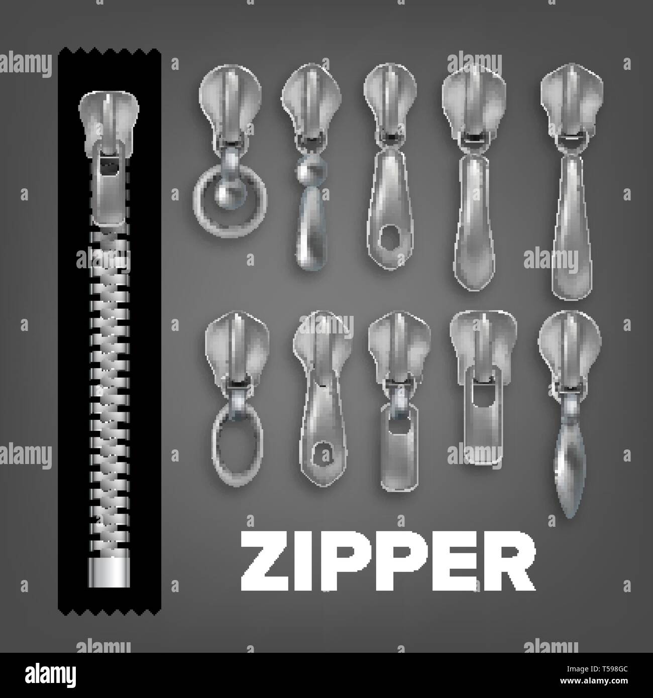 Realistic Metallic And Plastic Fastener Set Vector Stock Vector Image ...