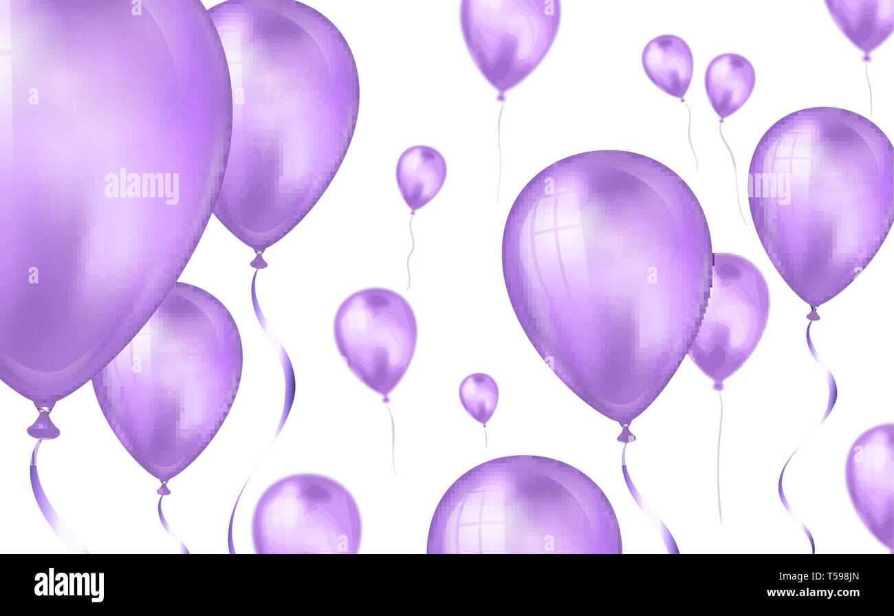 Glossy purple color Flying helium Balloons backdrop with blur effect ...