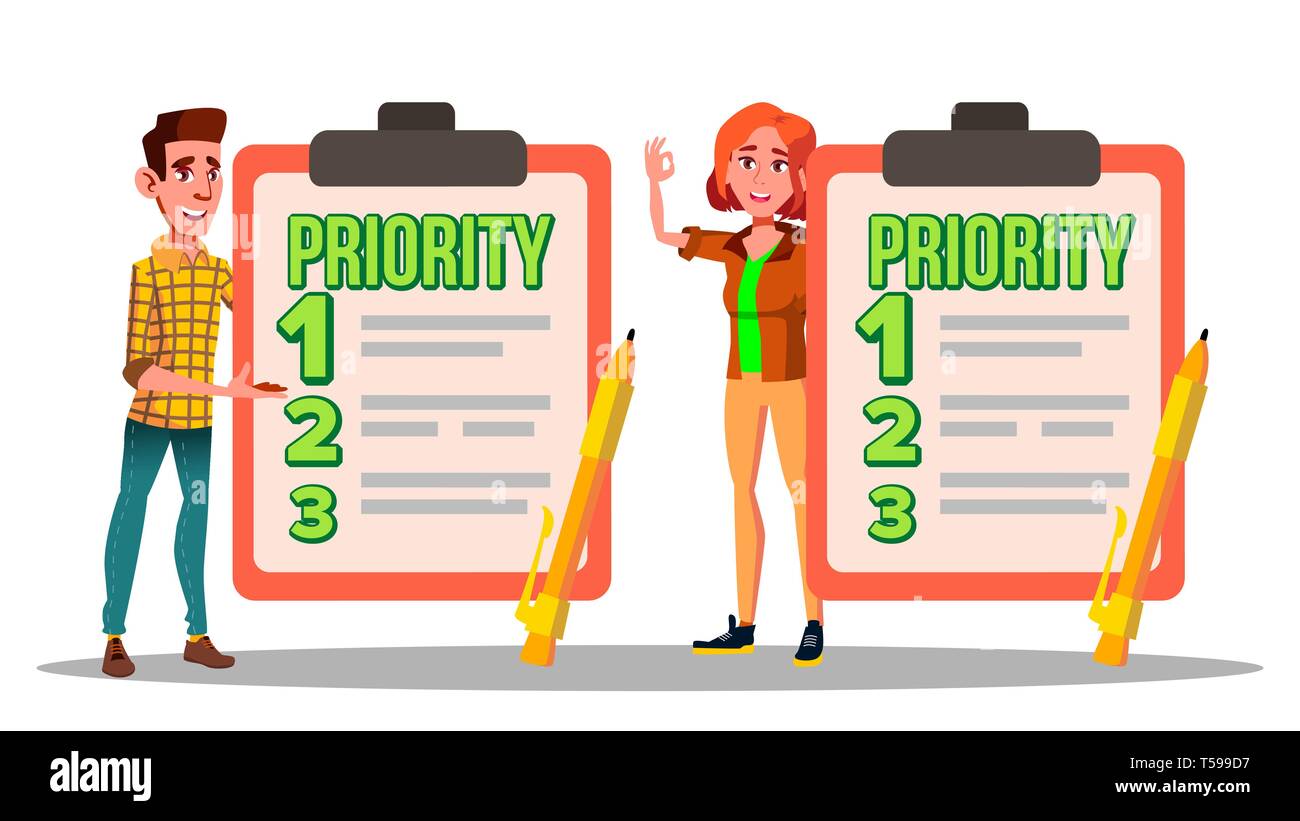 Characters Have Priority List Task To Do Vector Stock Vector Image ...