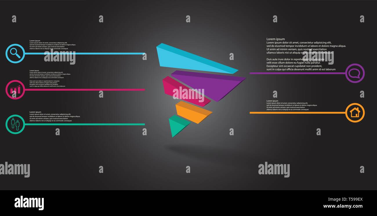 3D illustration infographic template with embossed triangle randomly ...