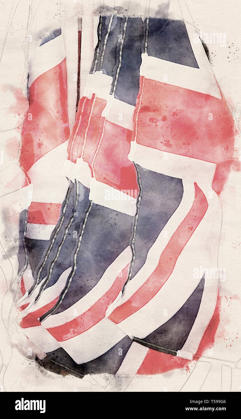 Watercolour effect from a photograph of the Union Jack Flag Stock Photo ...