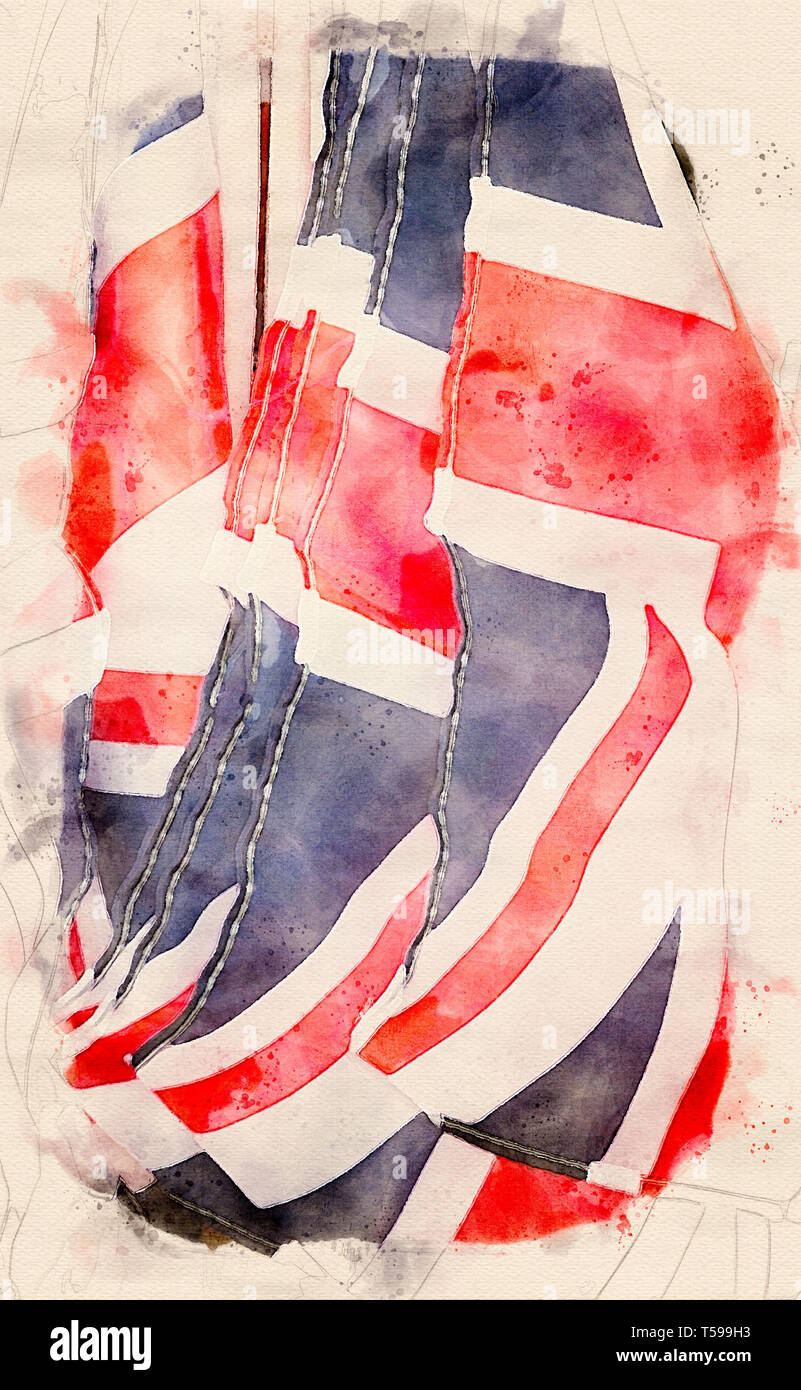 Watercolour effect from a photograph of the Union Jack Flag Stock Photo ...