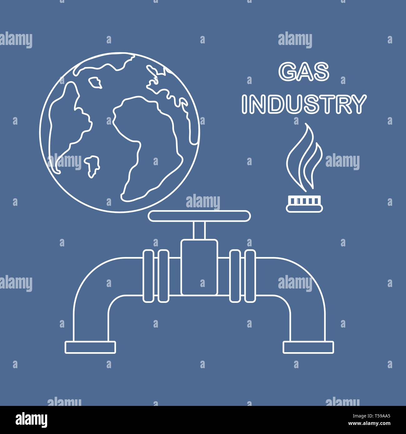 Vector illustration with equipment for gas production and earth. Gas ...