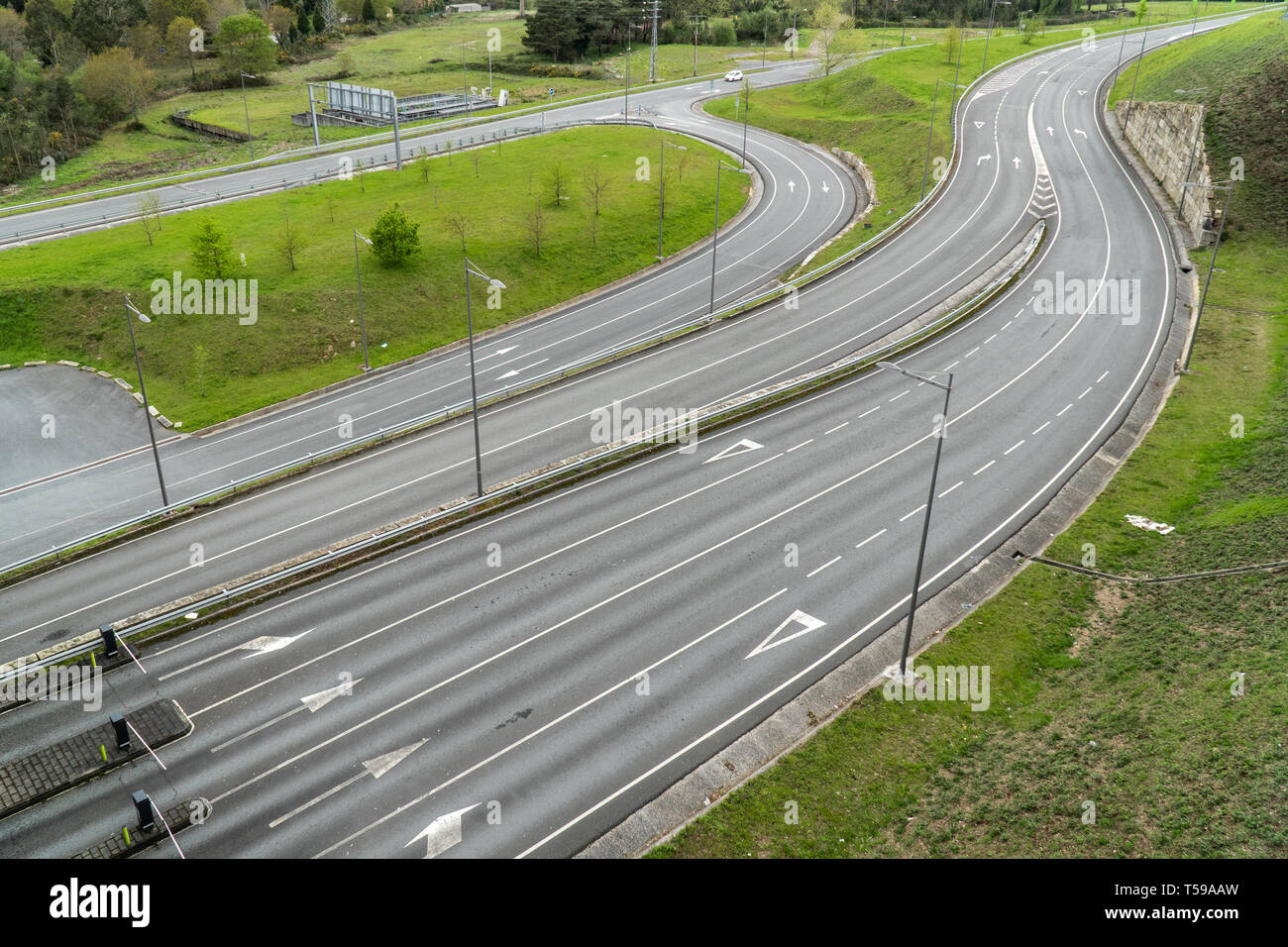 Many roads view from above with no vehicles. Infrastructure or road ...