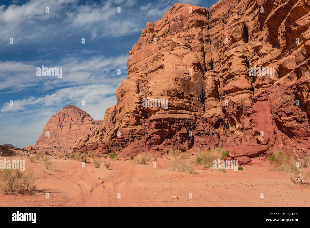 Rocks in Wadi Rum valley also called Valley of the Moon in Jordan Stock ...