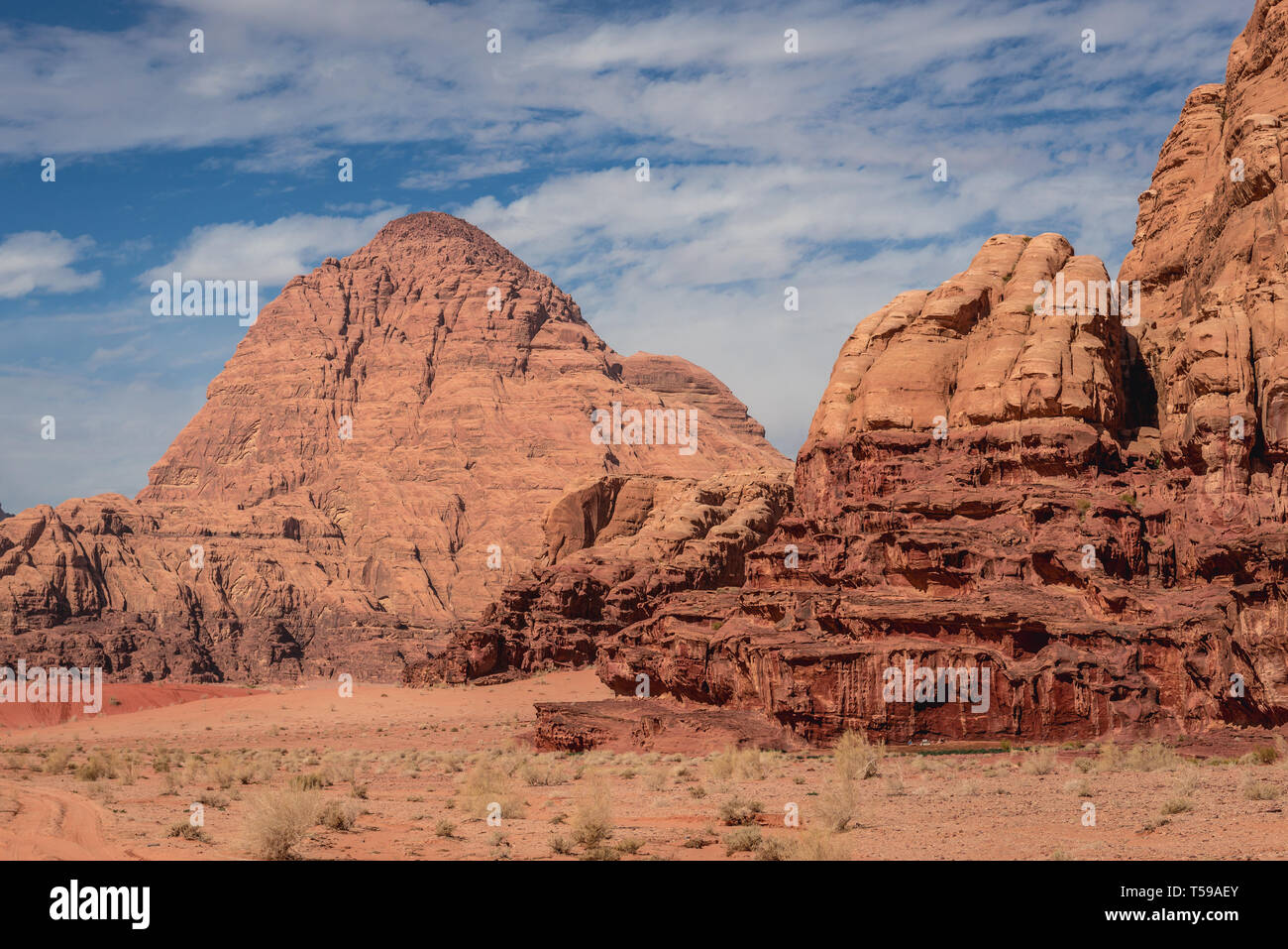 Mountain in Wadi Rum valley also called Valley of the Moon in Jordan ...