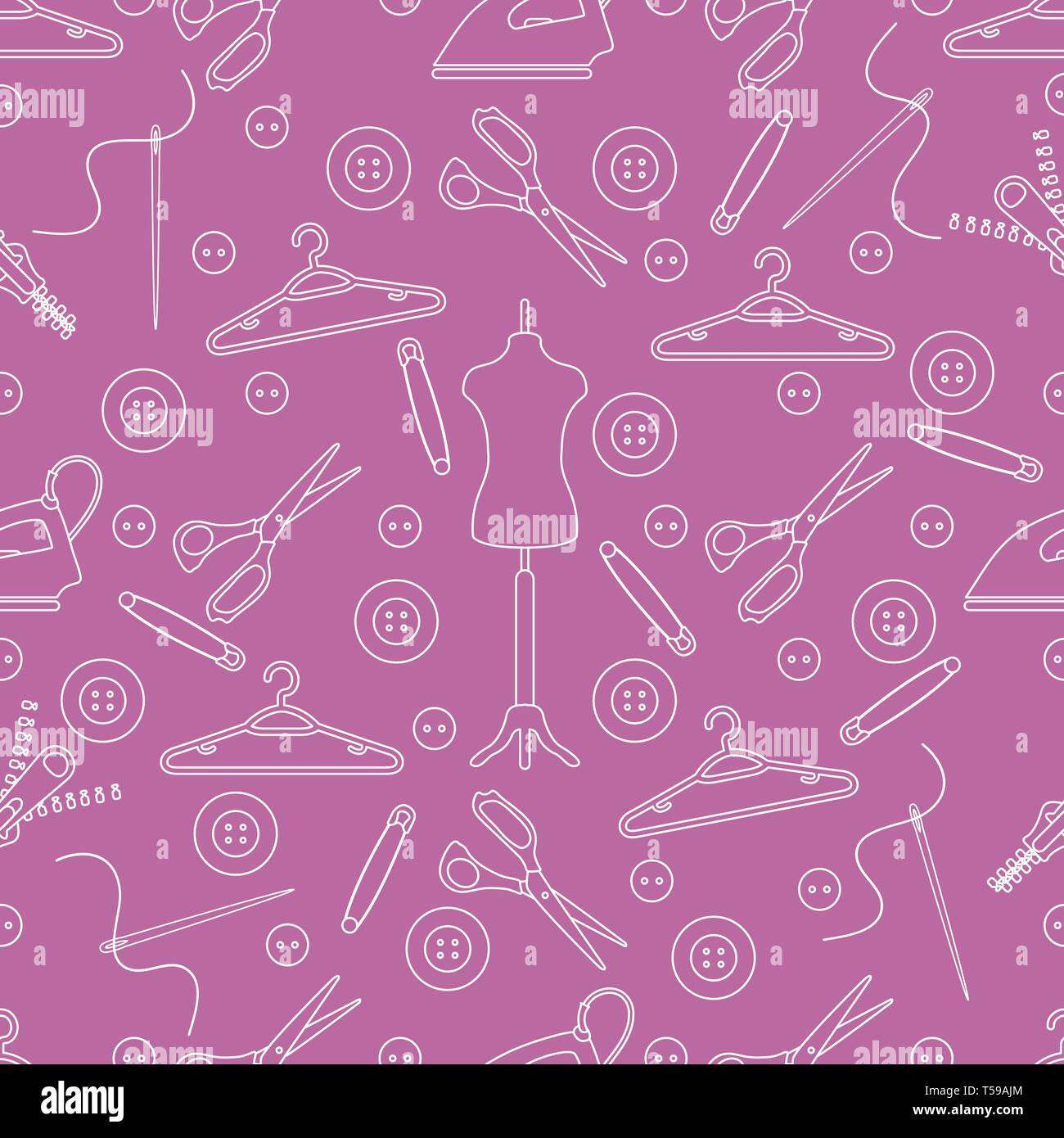 Vector seamless pattern with tools and accessories for sewing. Template ...