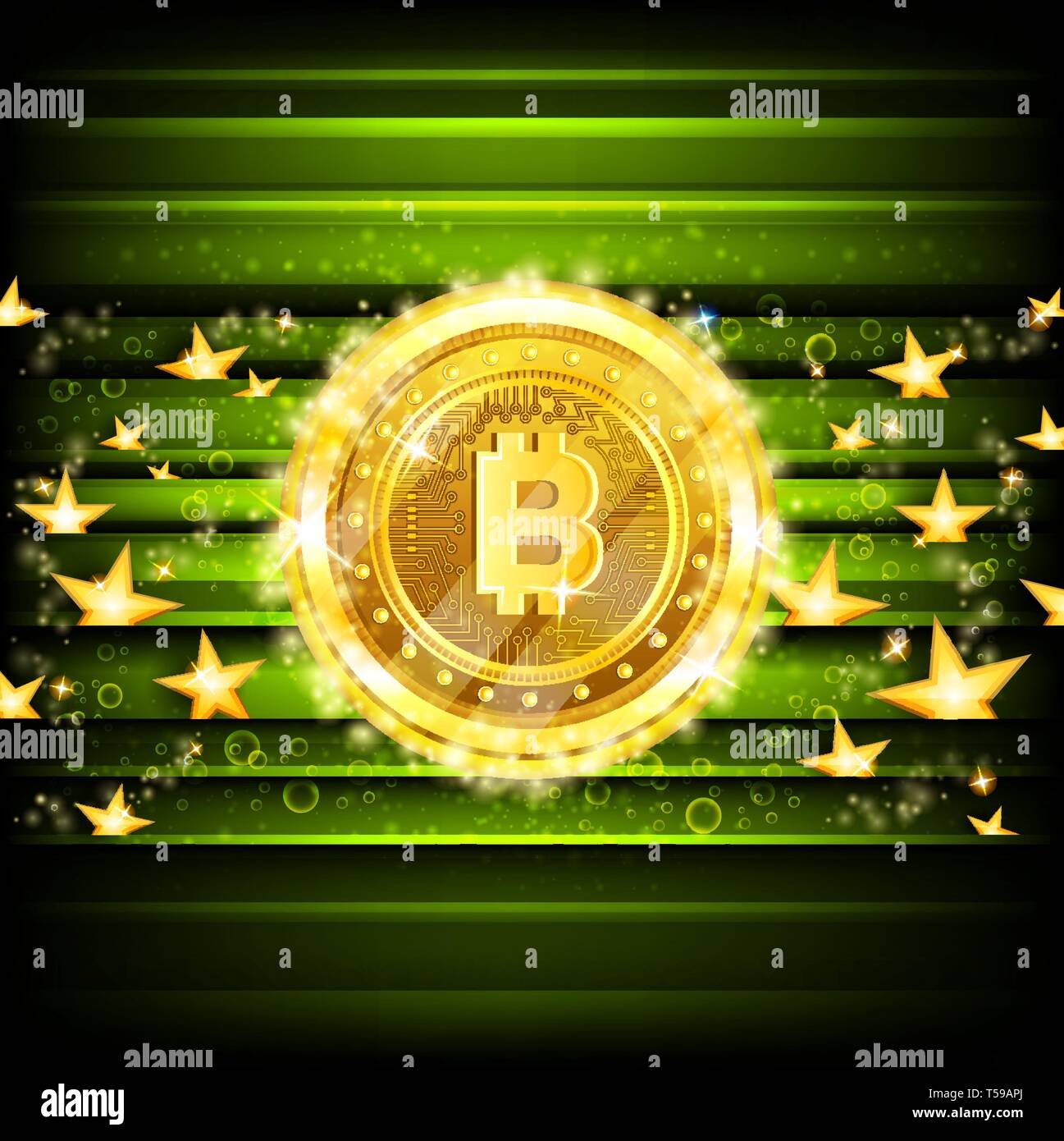 Golden stars on green Stock Vector Images - Alamy