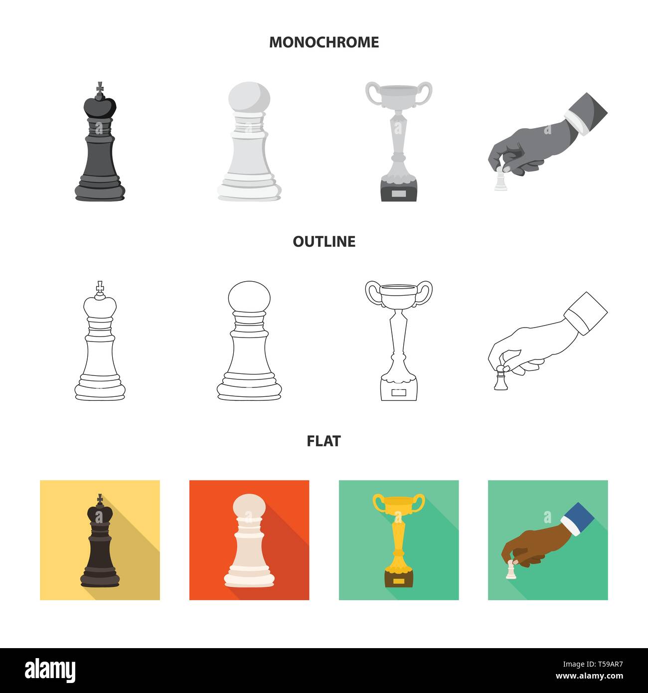 Vector illustration of checkmate and thin logo. Set of checkmate and ...