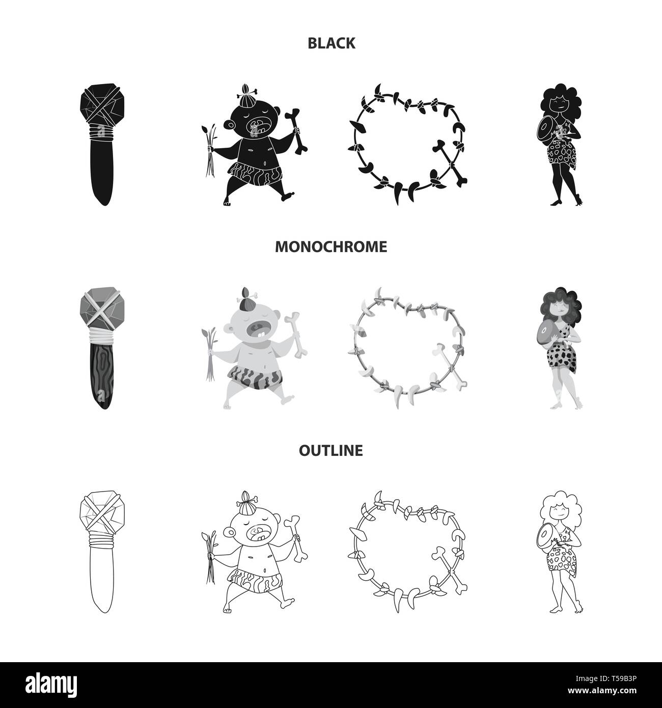Isolated object of evolution and prehistory sign. Collection of ...