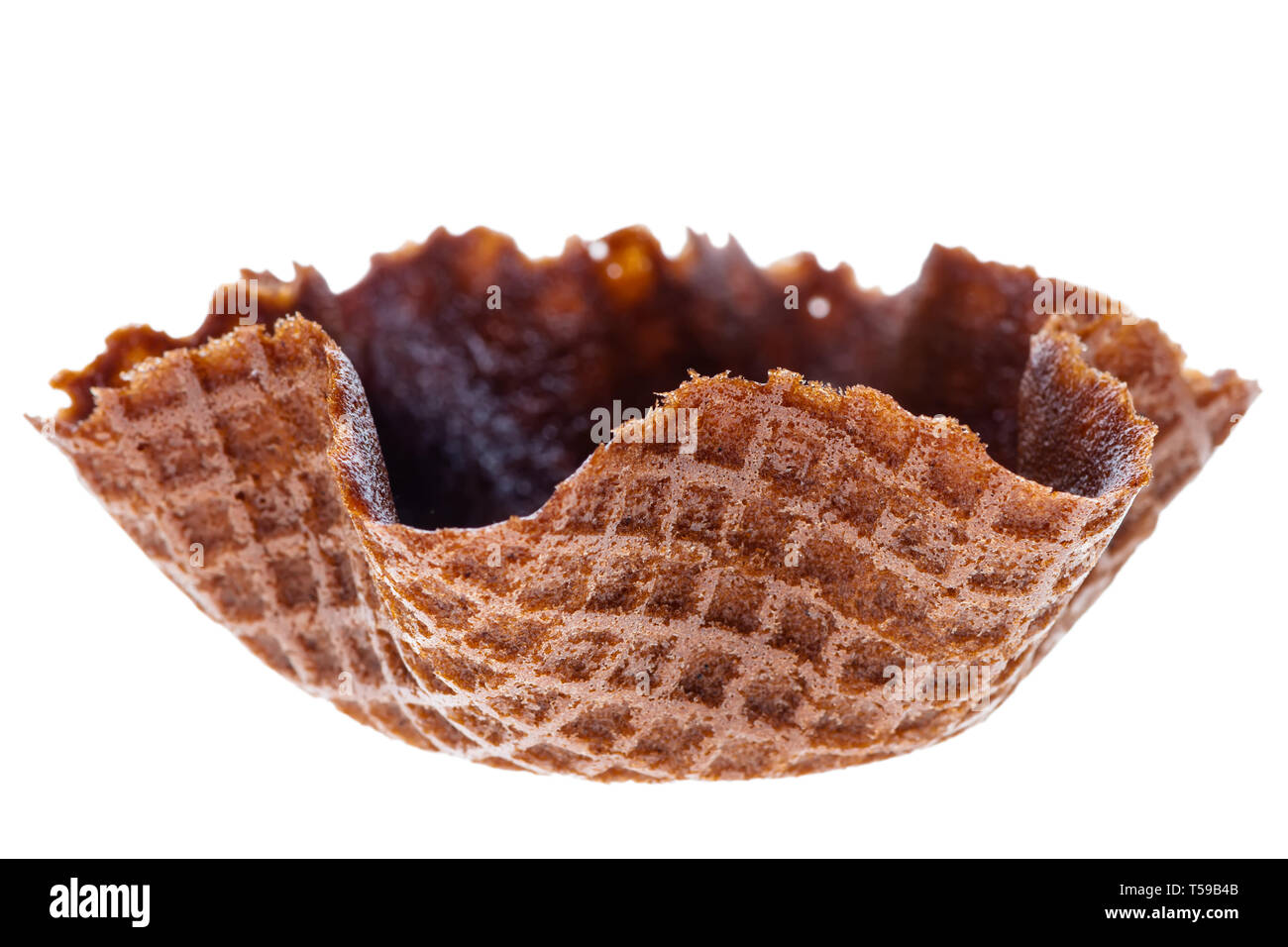 chocolate empty waffle cone bowl is isolated on white background Stock ...