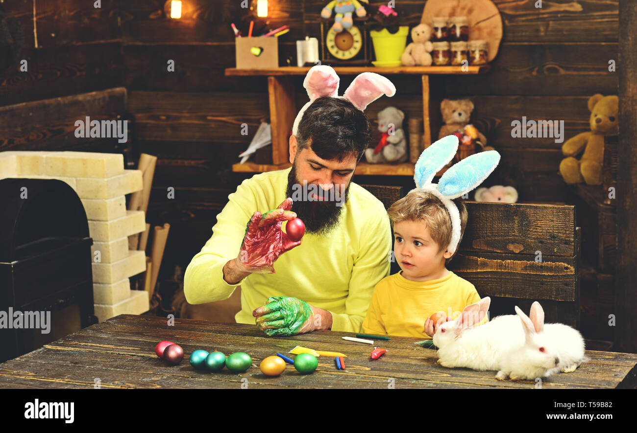 Easter family with fake bunny ears Stock Photo - Alamy