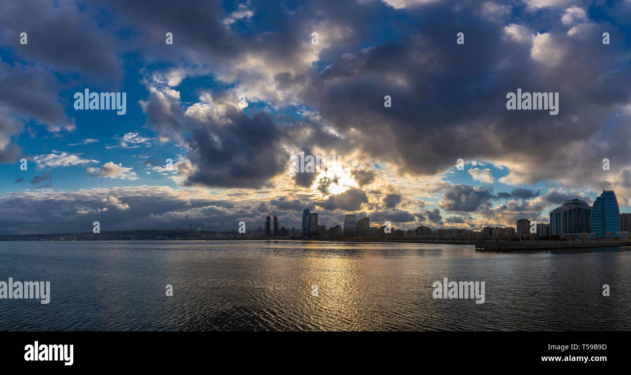 Cloudy sunset over Baku Stock Photo - Alamy