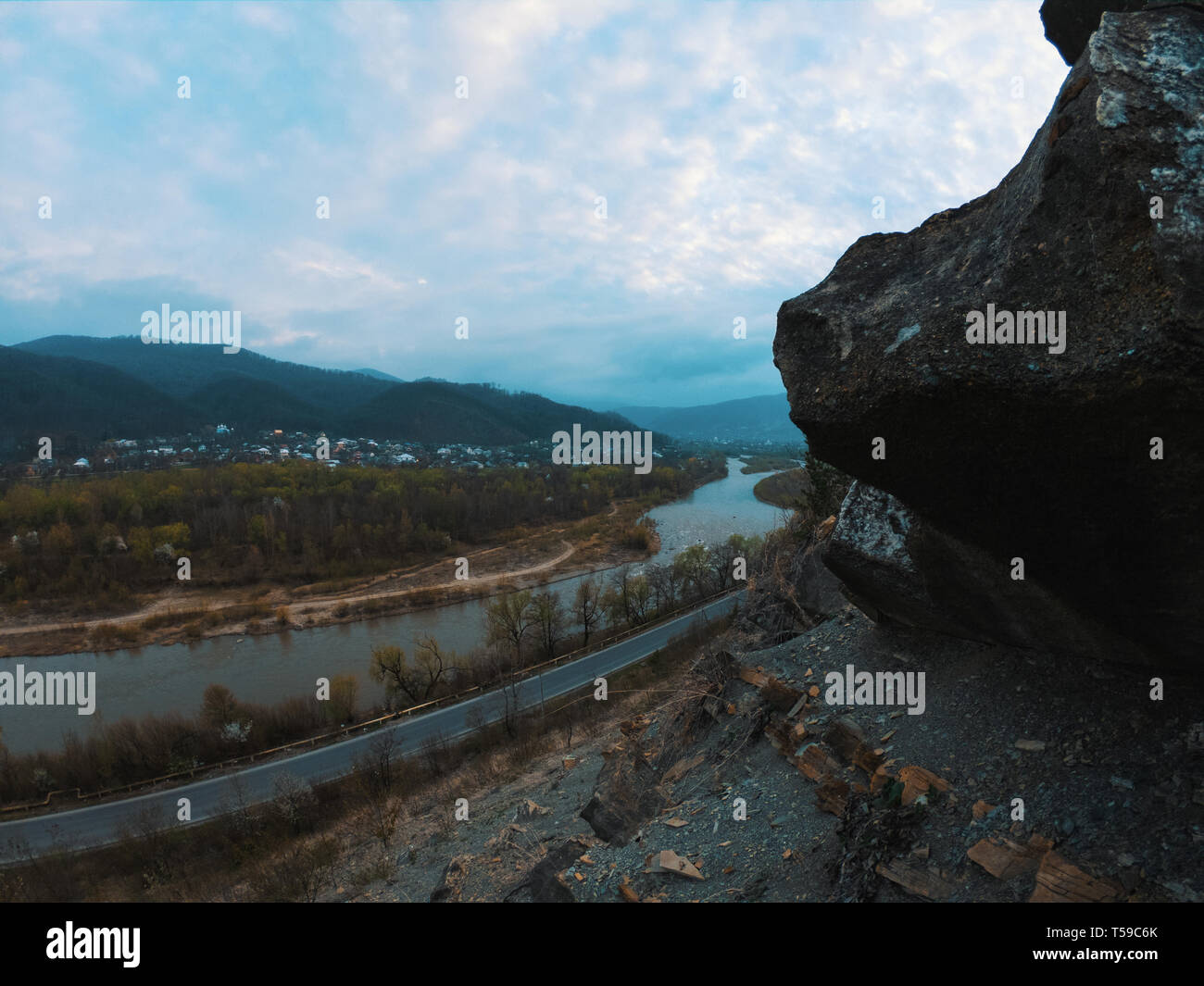 Mountain rift sky clouds landscape. Mountain cloudy sky over mountain ...
