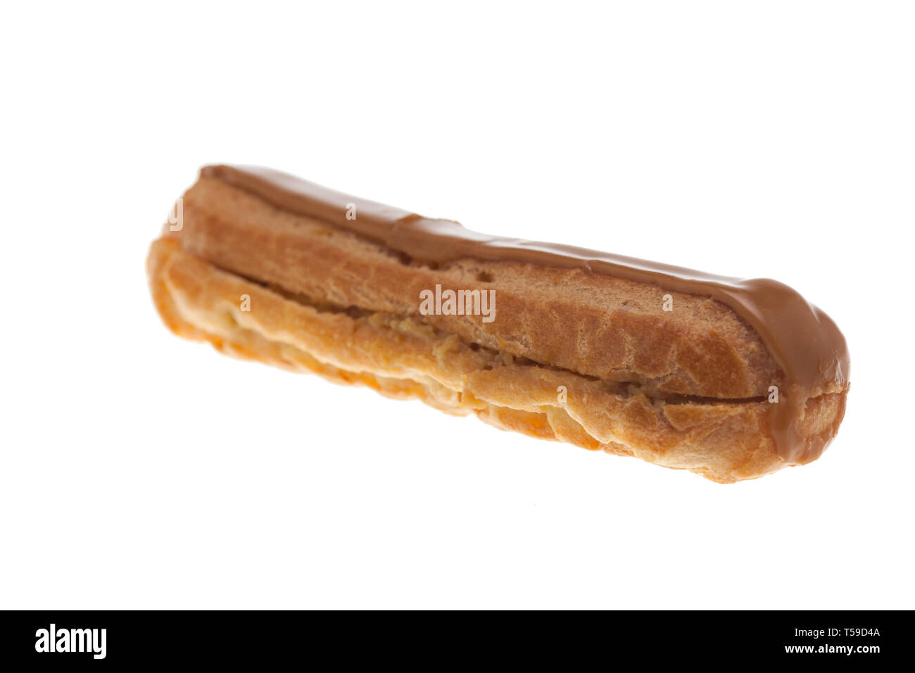 Sweet glazed eclaire isolated over white background. Traditional ...