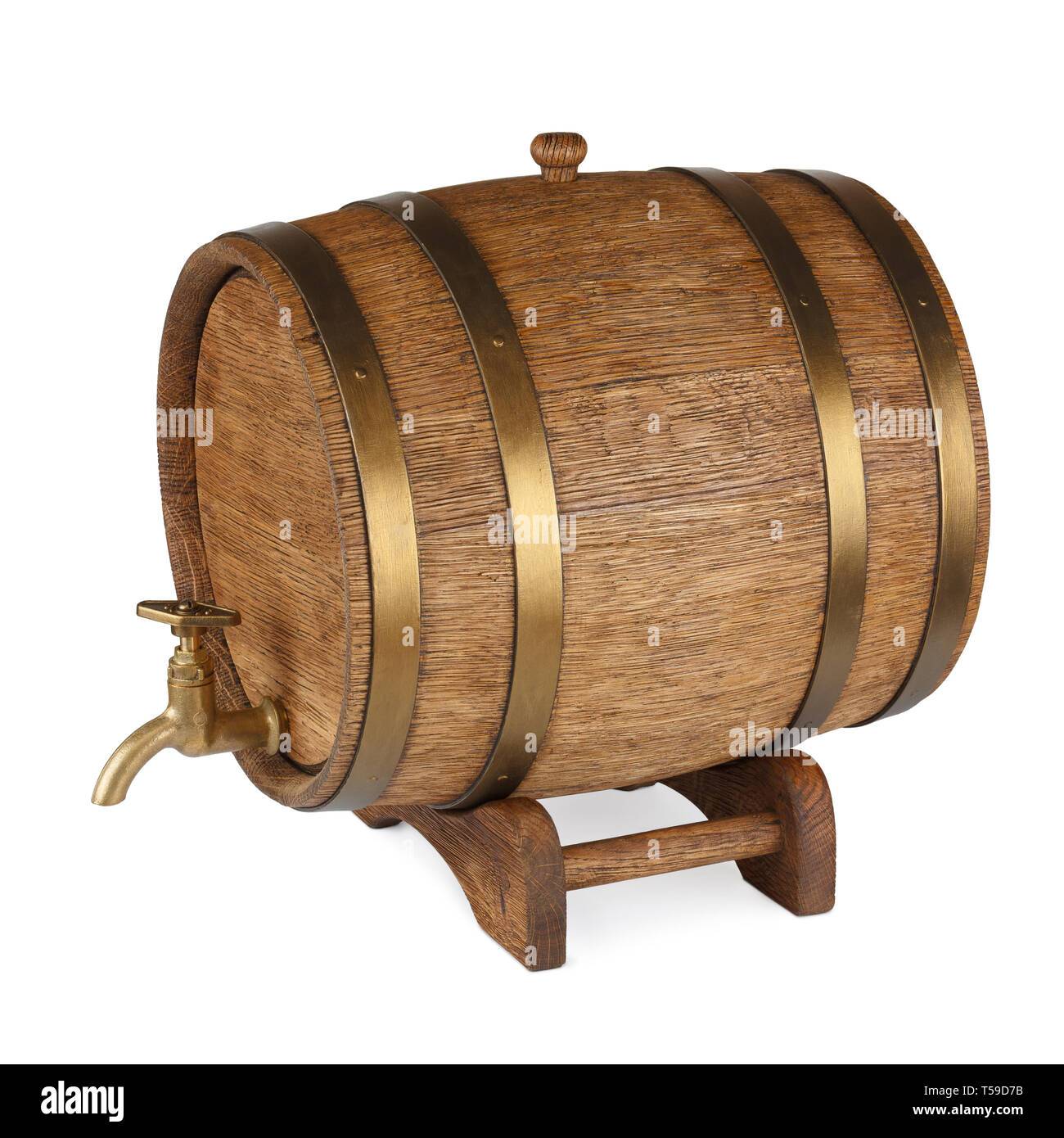 Old wooden barrel isolated on white background Stock Photo - Alamy