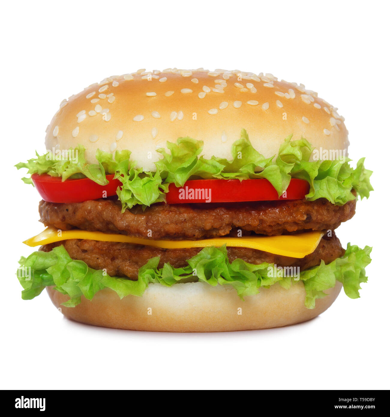 Big classic hamurger isolated on white Stock Photo - Alamy