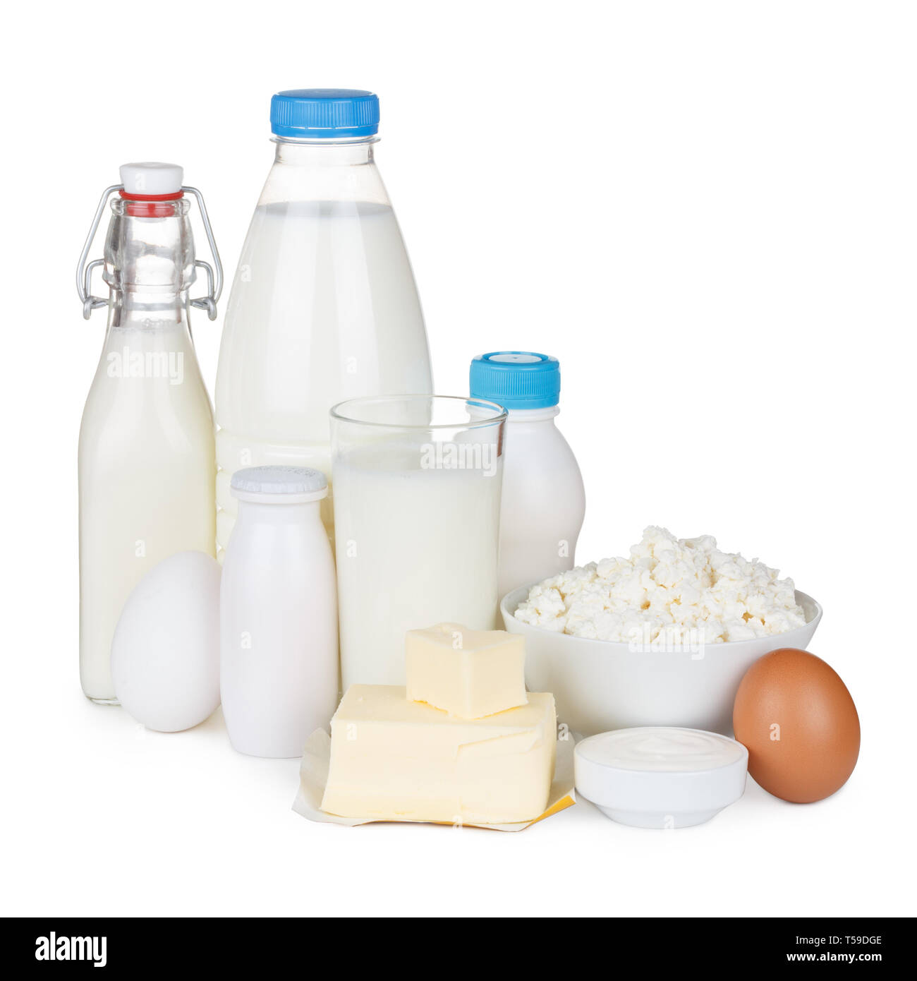 Collection tasty dairy products Cut Out Stock Images & Pictures - Alamy