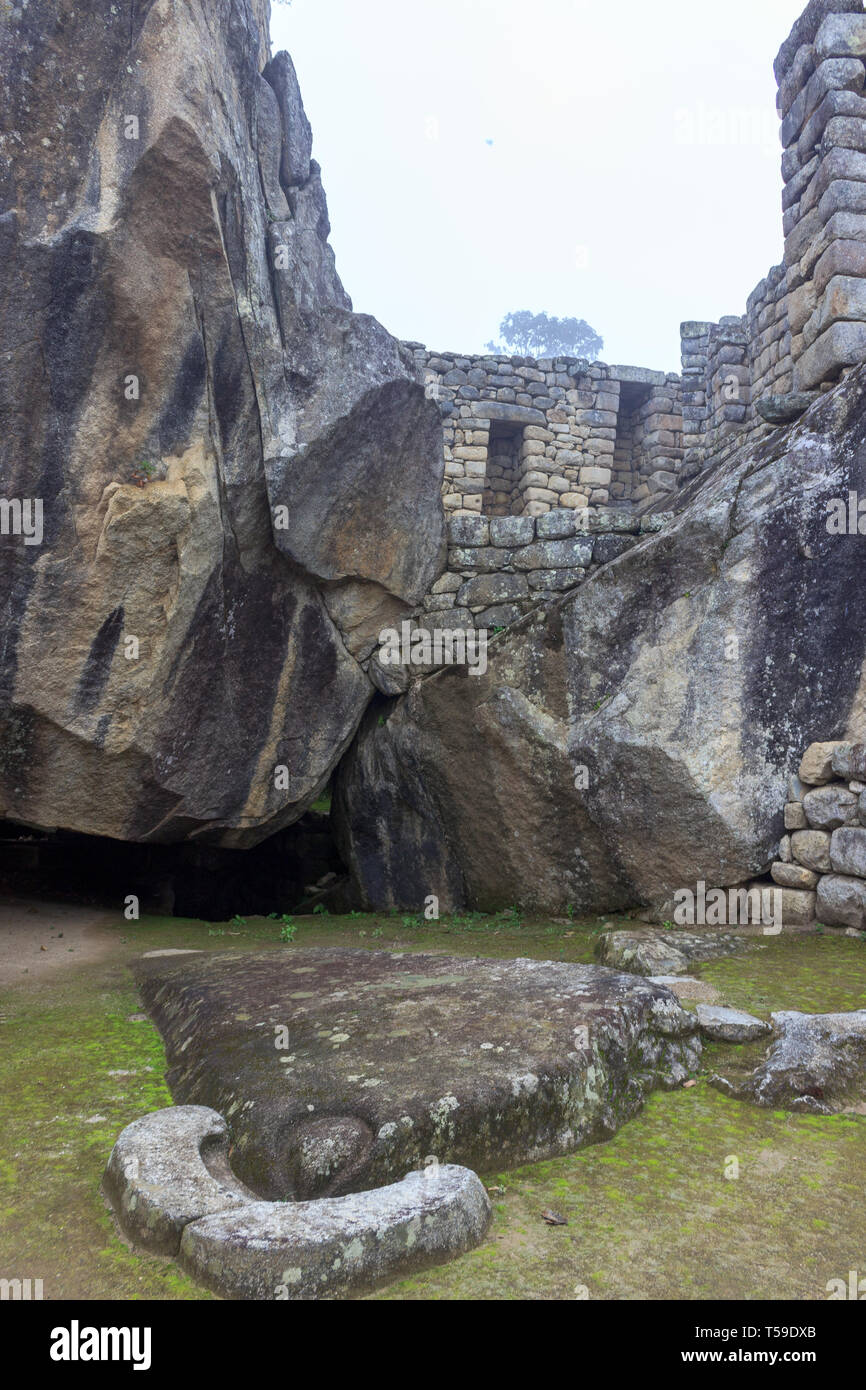 close up on structure of machu picchu ruins, peru Stock Photo - Alamy