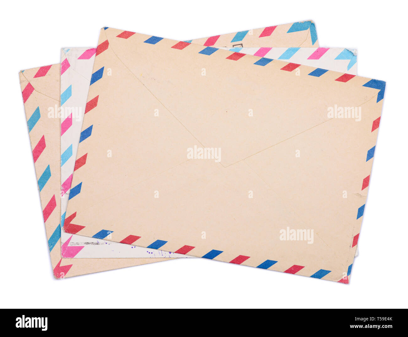Vintage envelopes stack isolated on white Stock Photo - Alamy