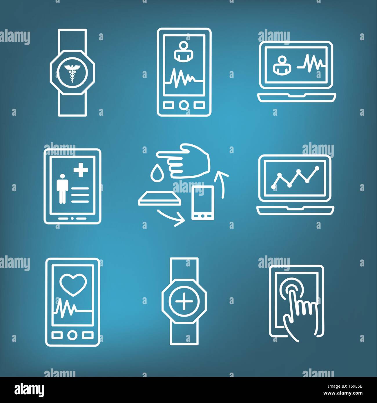 Digital Health Icon Set - Wearable Technology Web Header Banner Stock ...