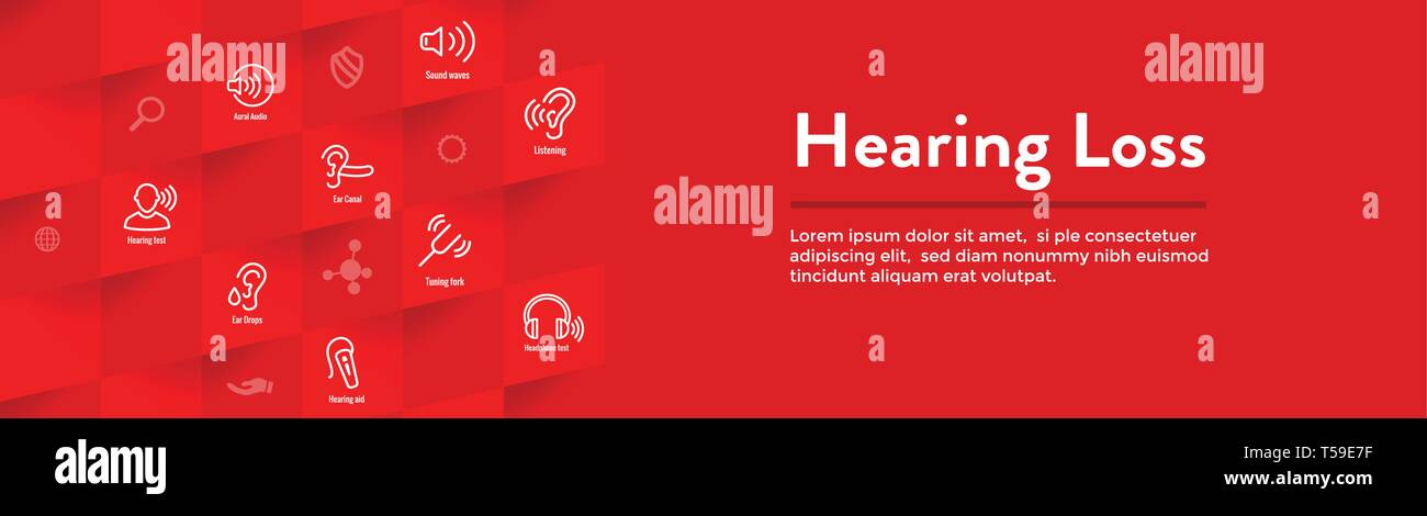 Hearing Aid or hearing loss Web Header Banner with Sound Wave Images ...