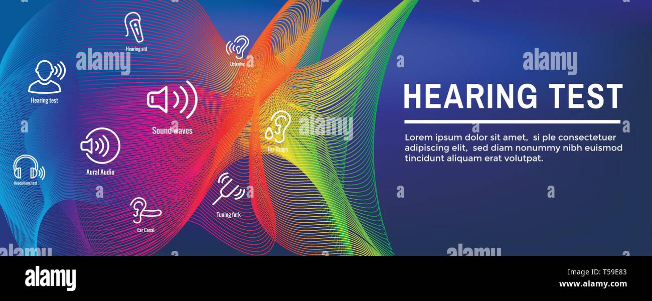 Hearing Test Web Header Banner w Sound Wave Images Set Stock Vector ...