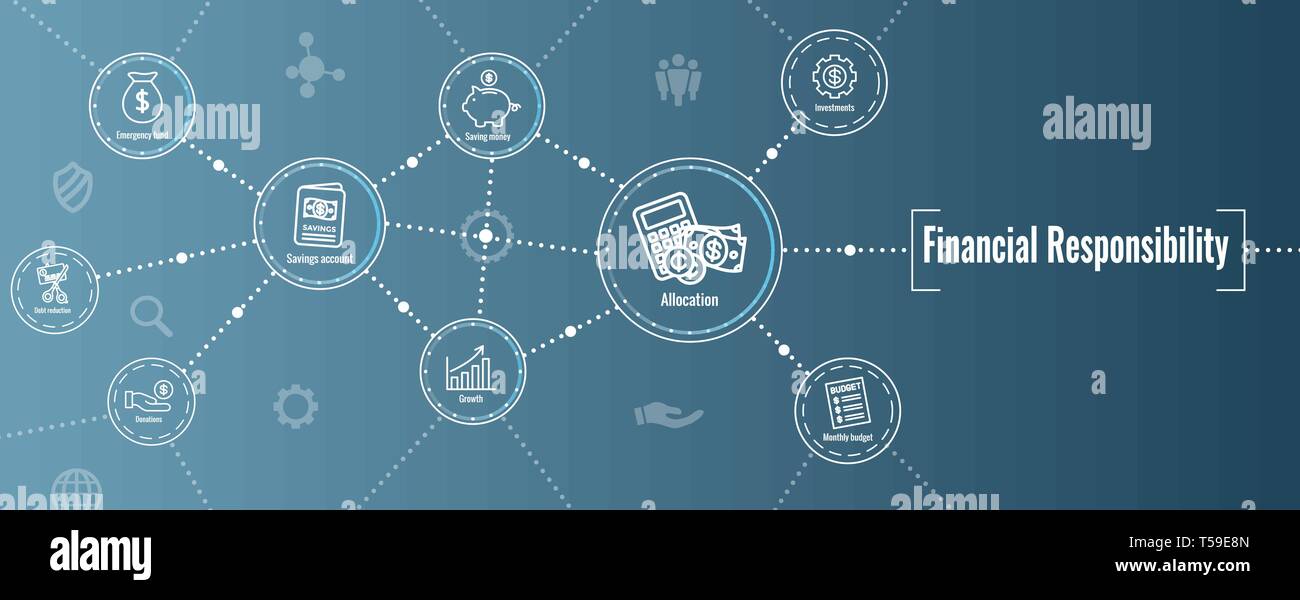 Personal Finance & Responsibility Icon Set & Web Header Banner Stock ...